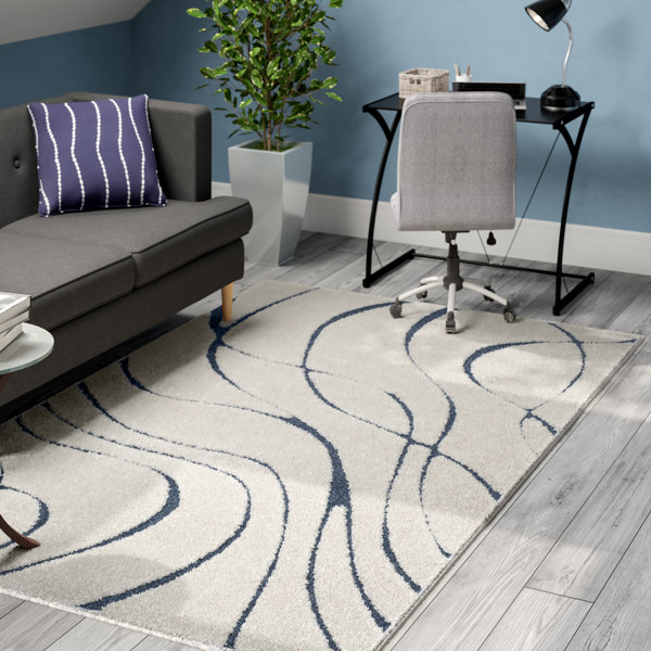 Wade Logan® Ashal Performance Cream/Blue Rug & Reviews | Wayfair