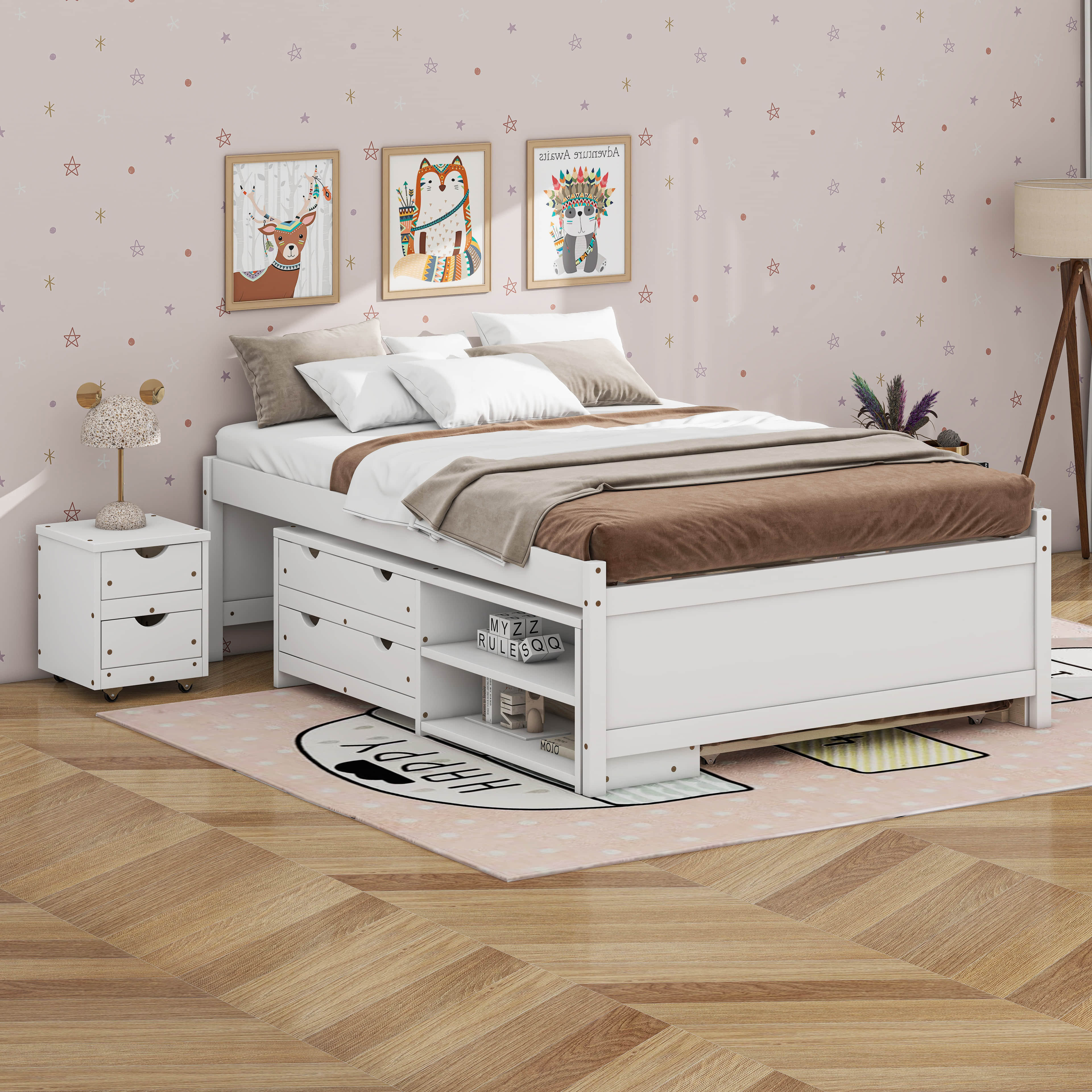 Hokku Designs Orear Full Size Storage Bed With Trundle, Under Bed ...