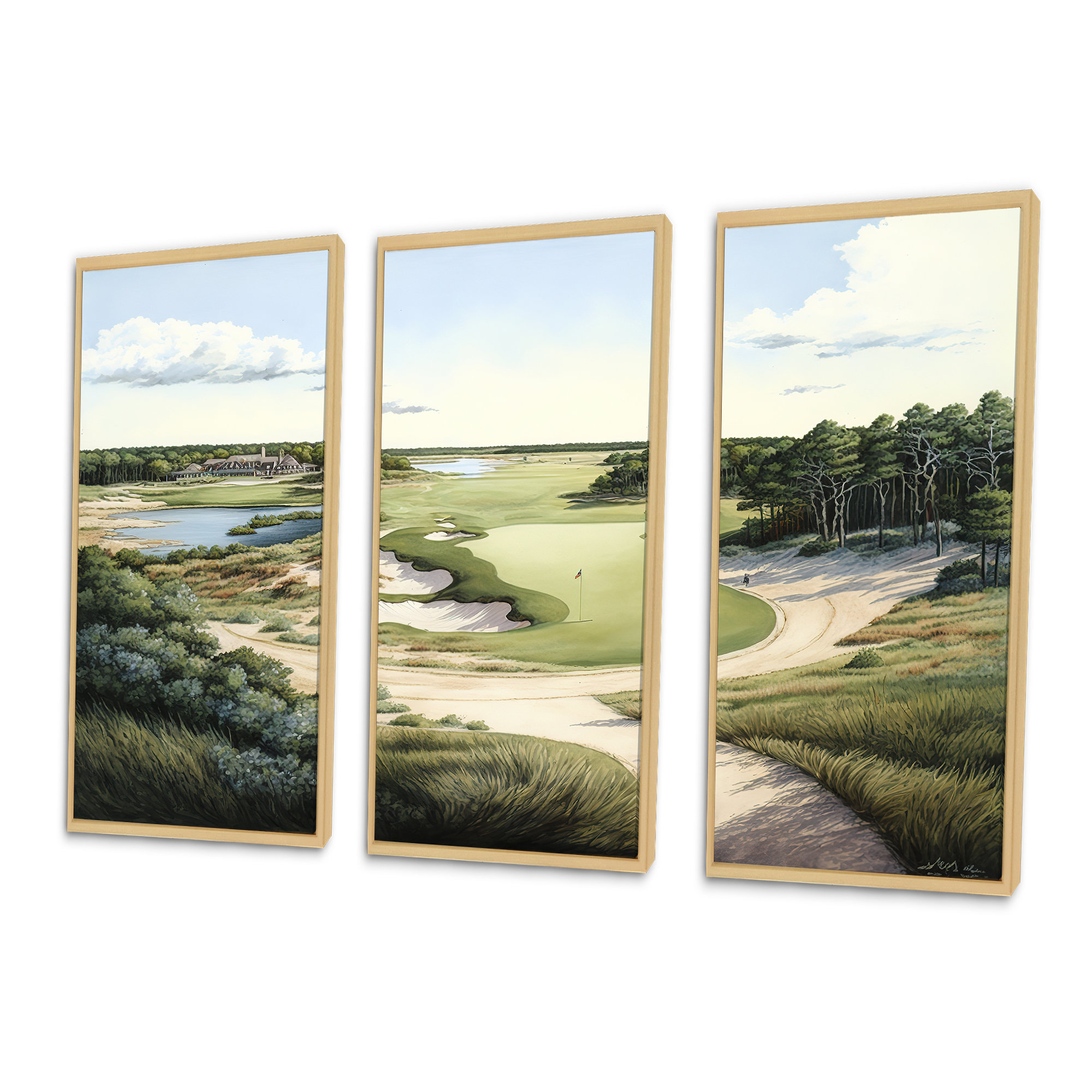 Union Rustic Golf Course in The Summer - 3 Piece Print on Canvas ...