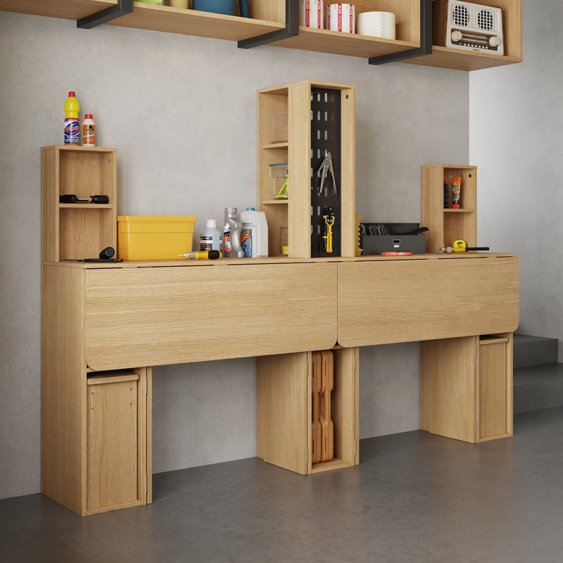 George Oliver Dual-Person Workbench With Storage & Pegboard | Wayfair