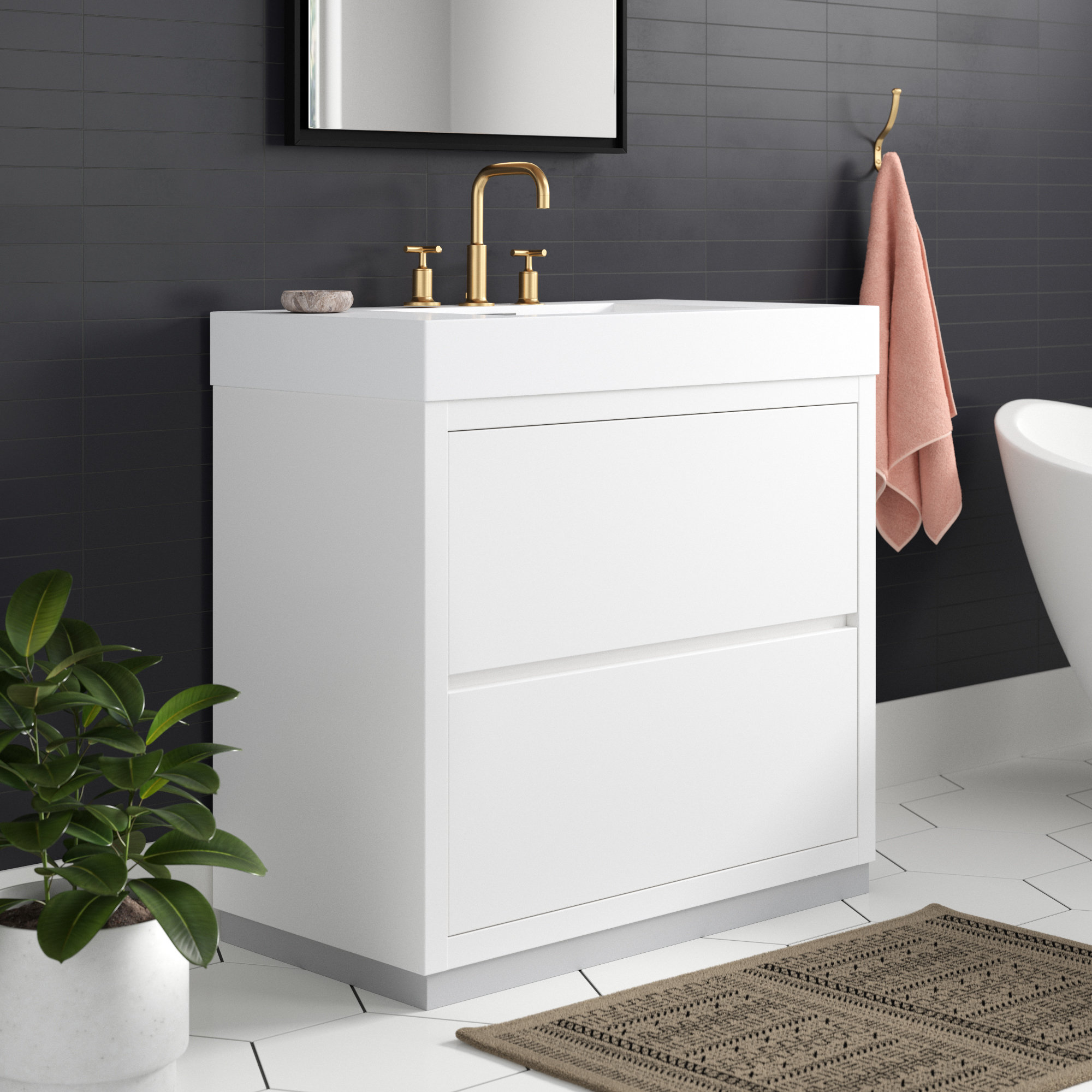 Ebern Designs Royka 35.5" W Single Bathroom Vanity Set & Reviews | Wayfair