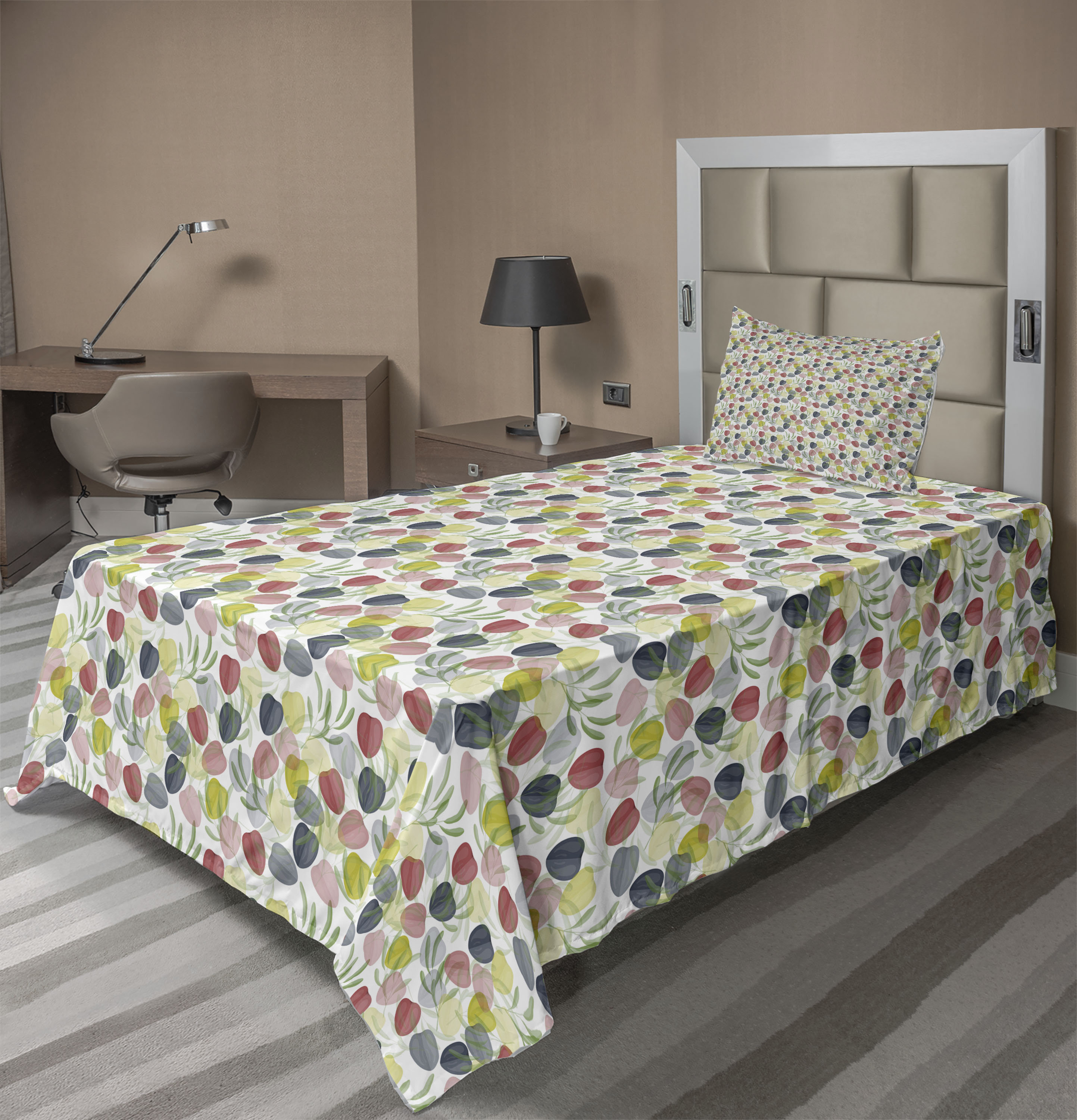 Ambesonne Nature Sheet Set 3 Pcs Olive Tree Fruits Leaves Dried Rose ...