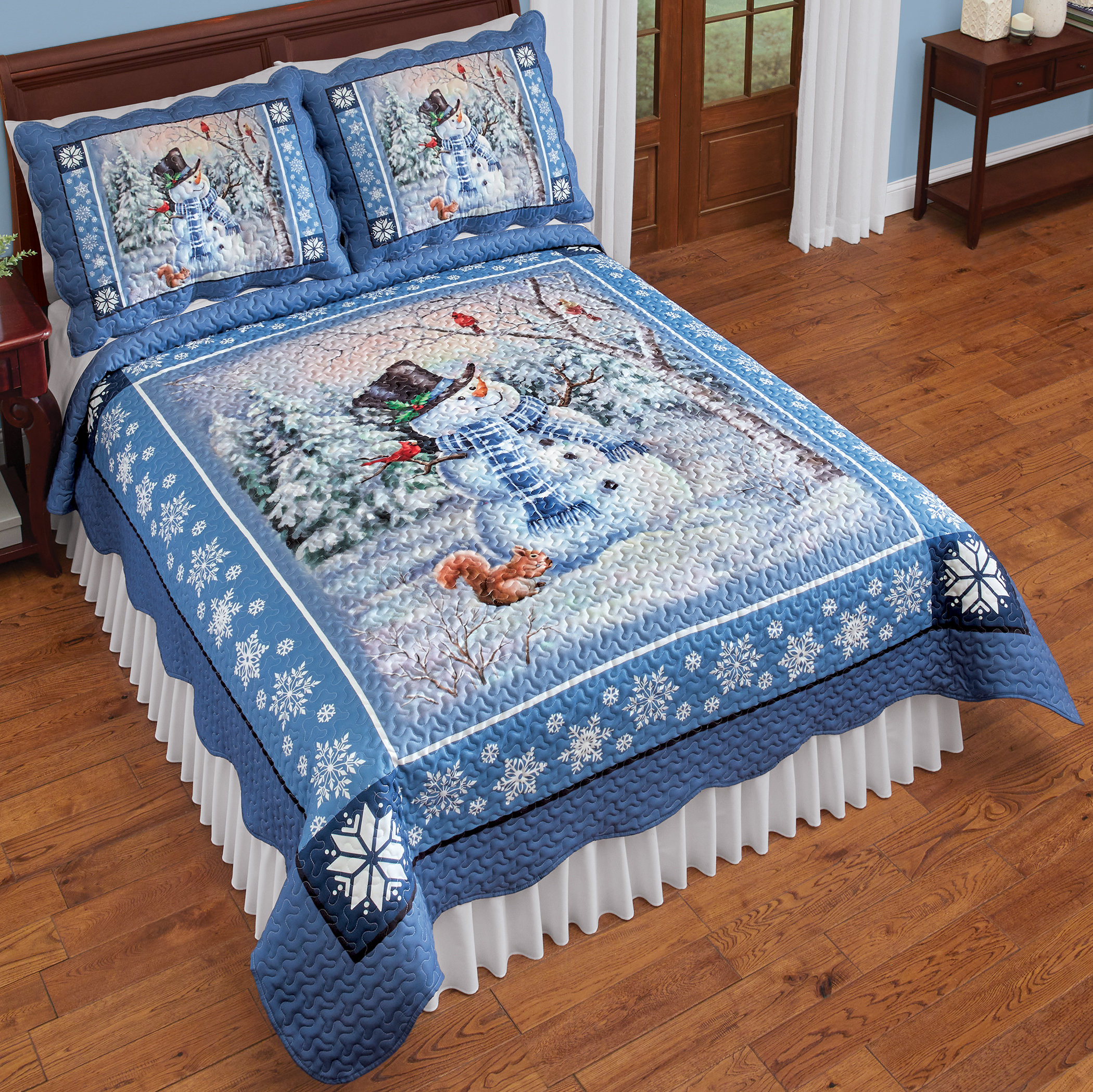 Winston Brands Kasia Blue Microfiber Single Piece Quilt Set & Reviews ...