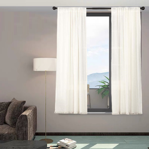 Frifoho 100% Cotton Semi-Sheer Curtain Pair | Wayfair