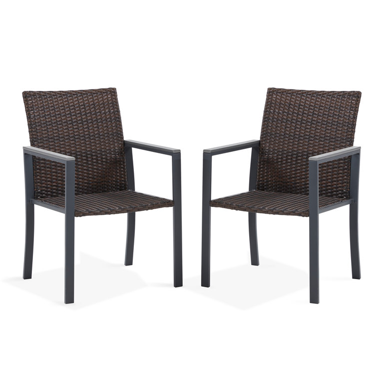 Winston Porter Jaydehn Patio Dining Chairs with Wicker/Rattan Comfort ...