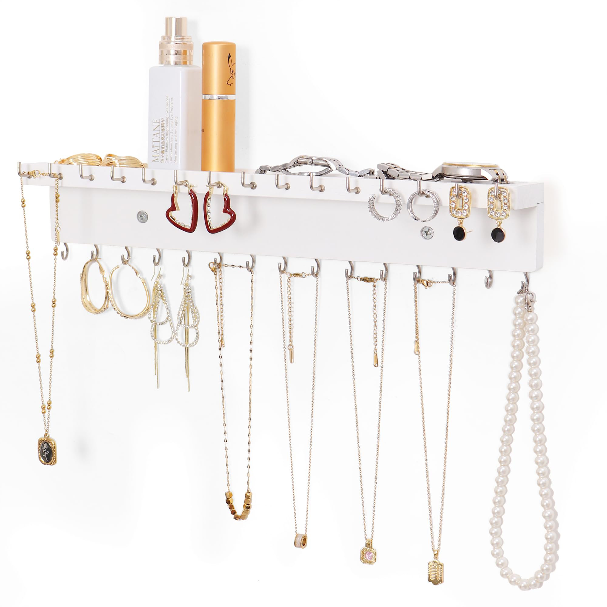 Latitude Run® Necklace Holder Organizer Wall Mount,Jewelry Holder ...