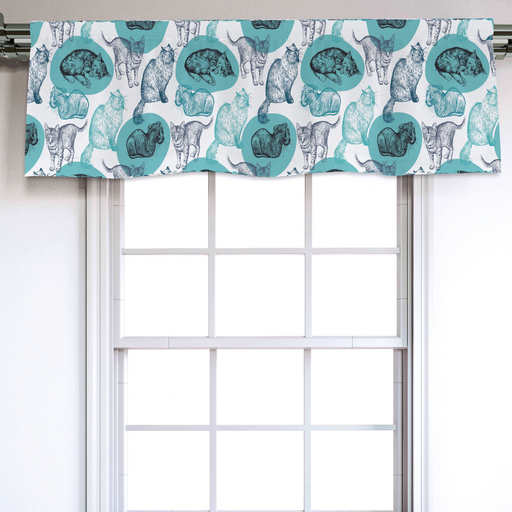 East Urban Home Dog and Cat 54" Window Valance | Wayfair