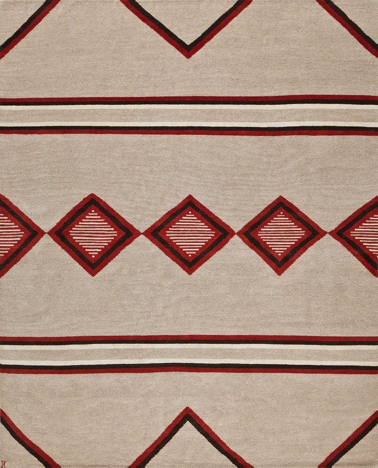 New Moon Rugs Mesa Southwestern Hand-Knotted Wool Area Rug in Cream ...