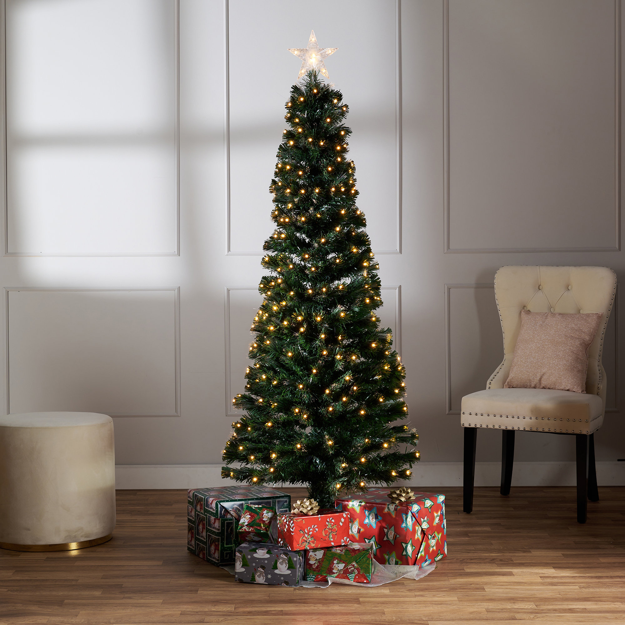 Hi-Line Gift Ltd. 5'10" H Slender Green Pine Cashmere Christmas Tree ...