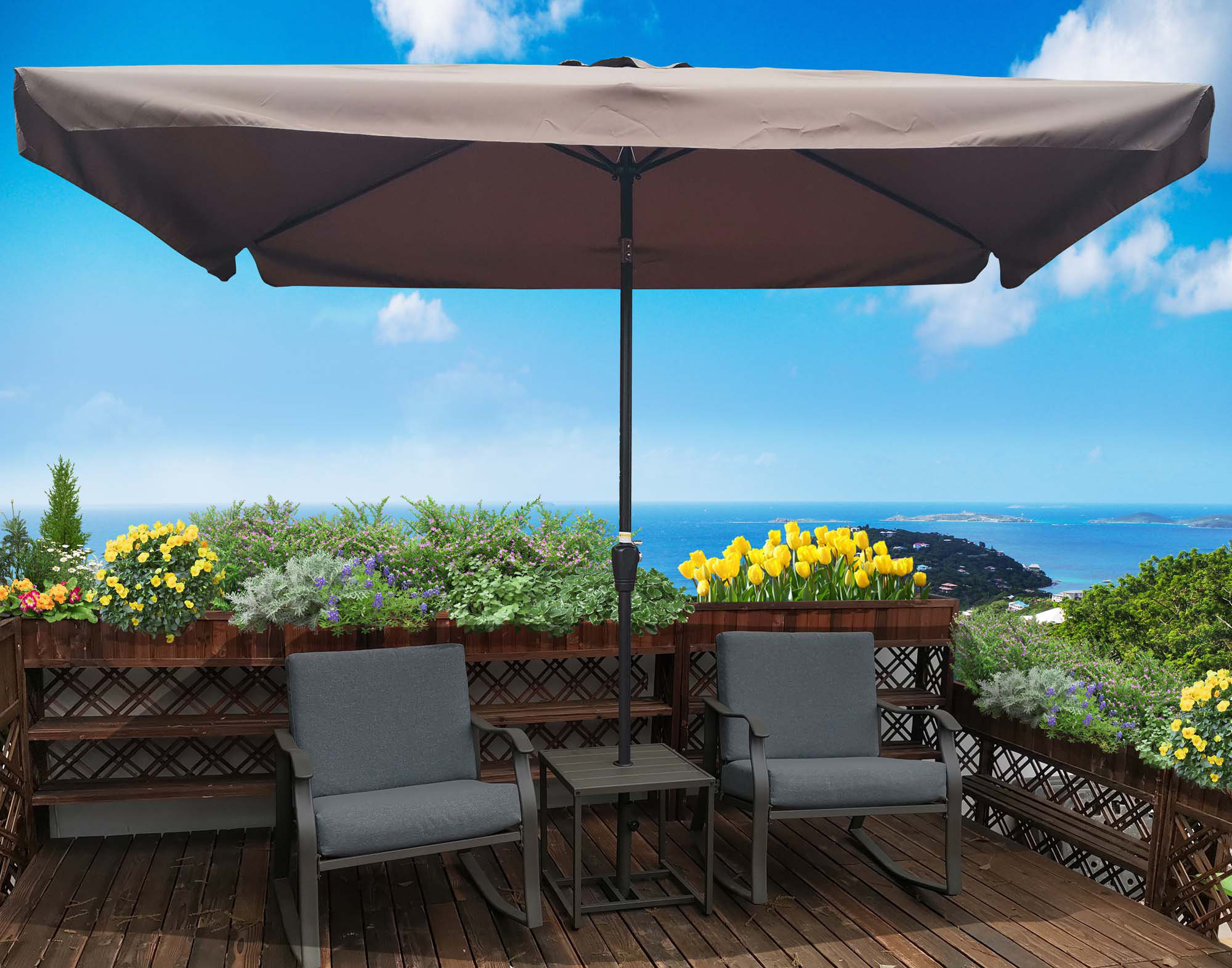Arlmont & Co. 10 X 6.5Ft Rectangular Patio Umbrella Outdoor Market ...