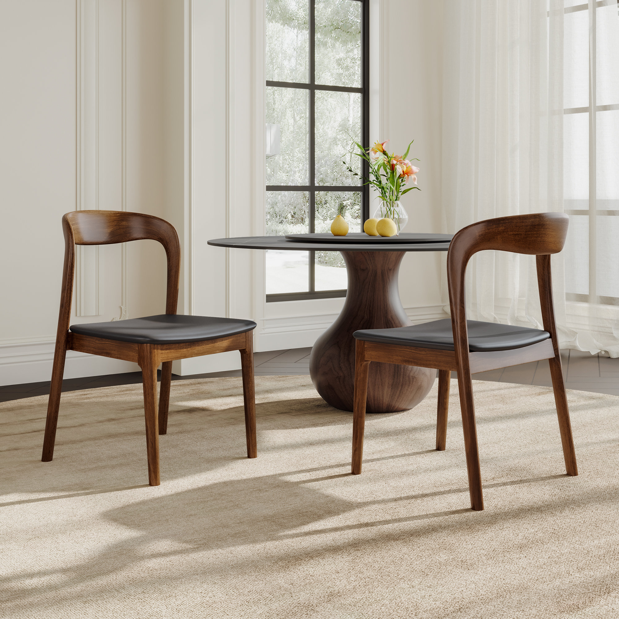 Corrigan Studio® Upholstered Side Chair (Set Of 2) Black Leather ...