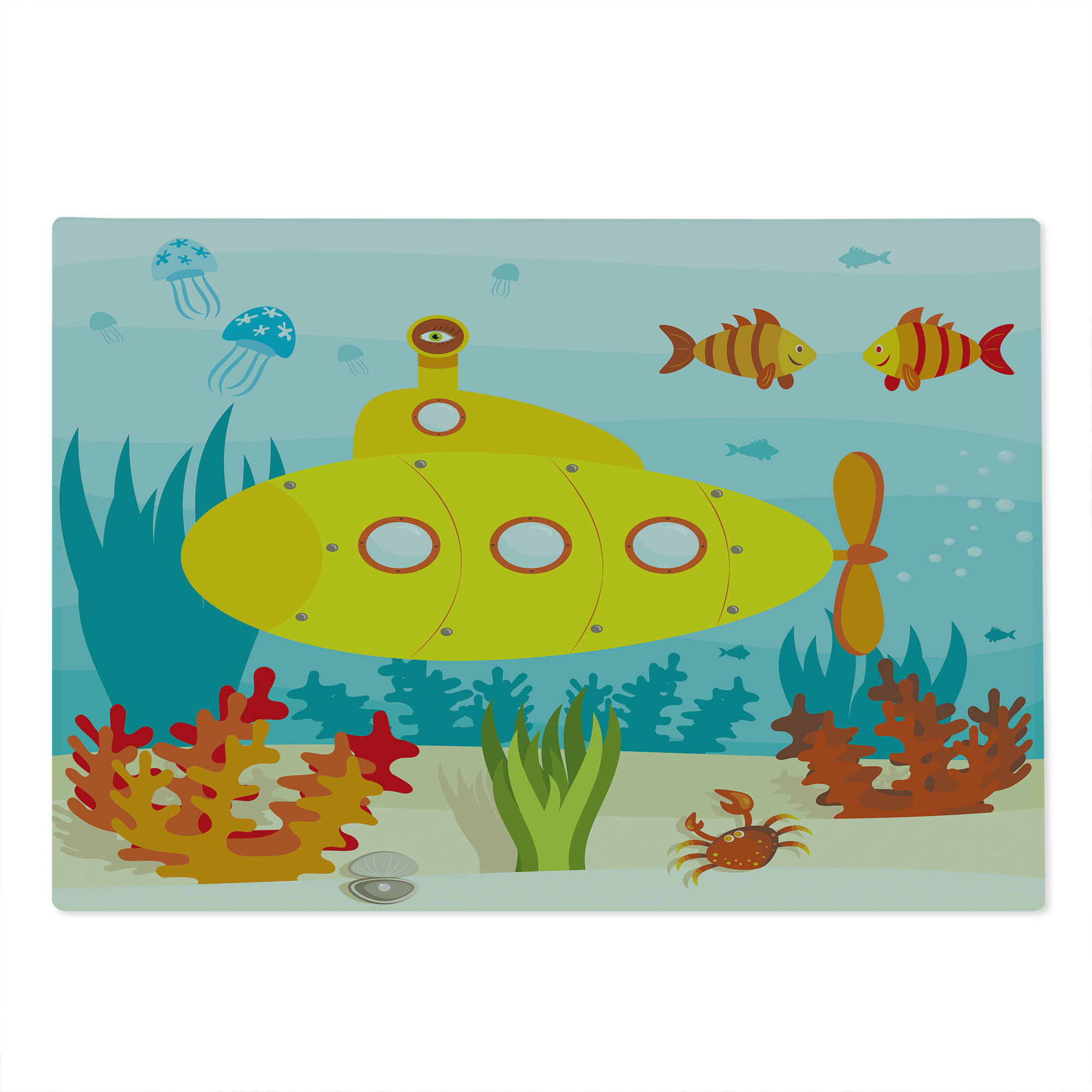 Ambesonne Yellow Submarine Cutting Board Large Size Sea Life Theme ...