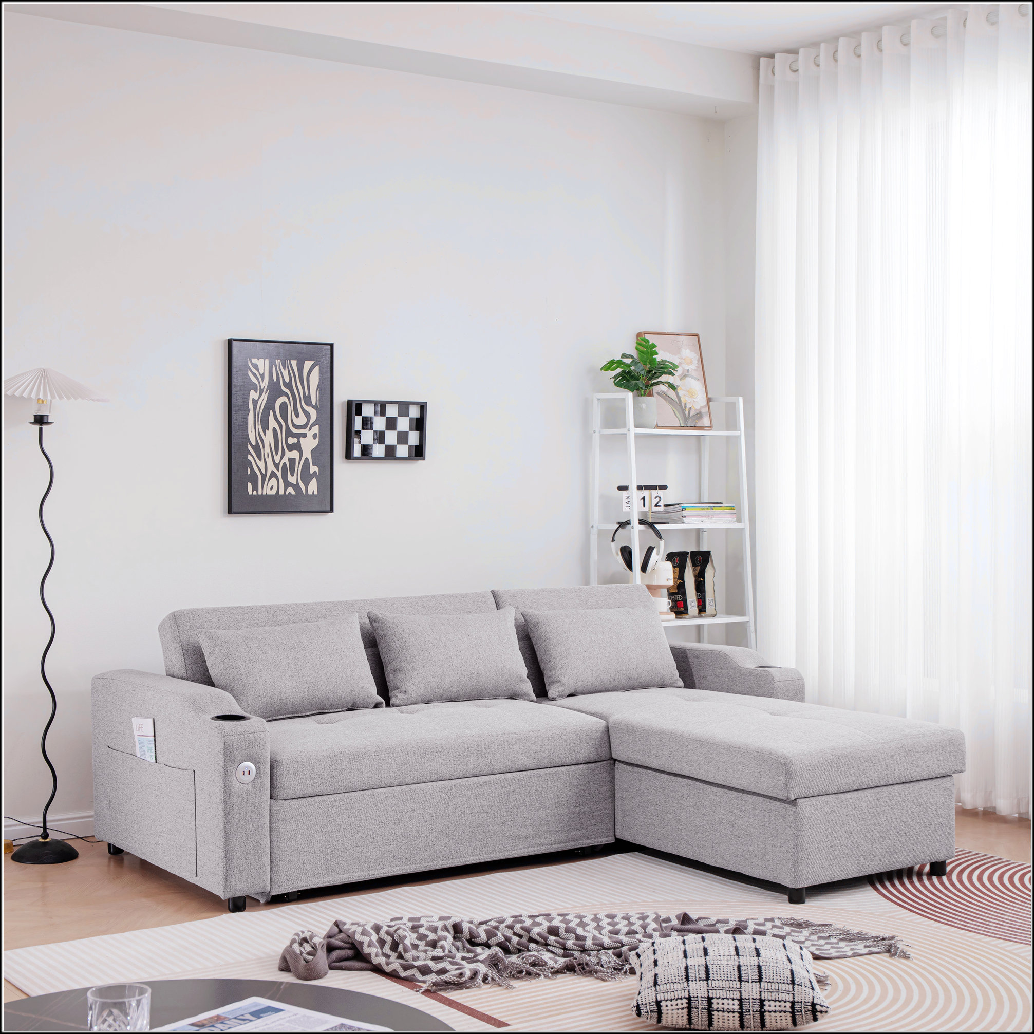 Ebern Designs 84"Adjustable Backrest Sofa Bed | Wayfair