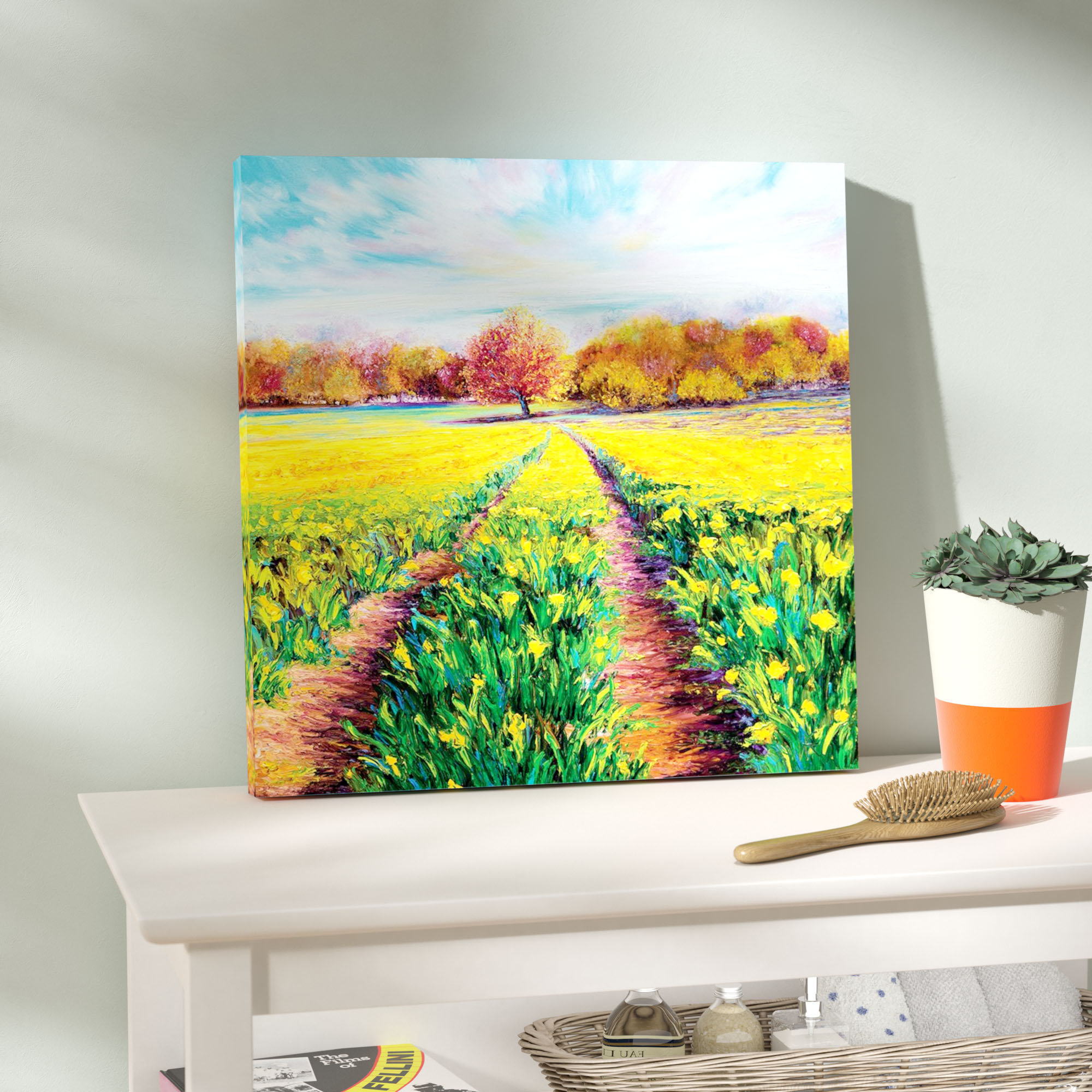 East Urban Home 'Golden Fields' Painting Print on Canvas | Wayfair