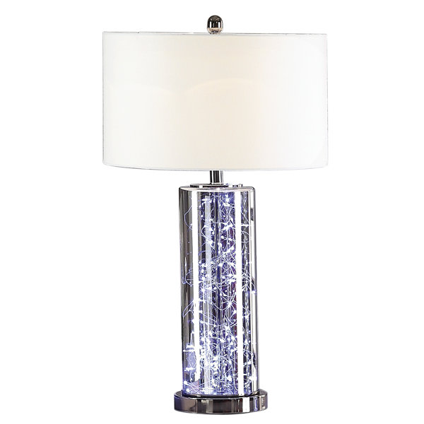World Menagerie 30"H Silver Gray Glass & Black Nickel Metal Table Lamp ...