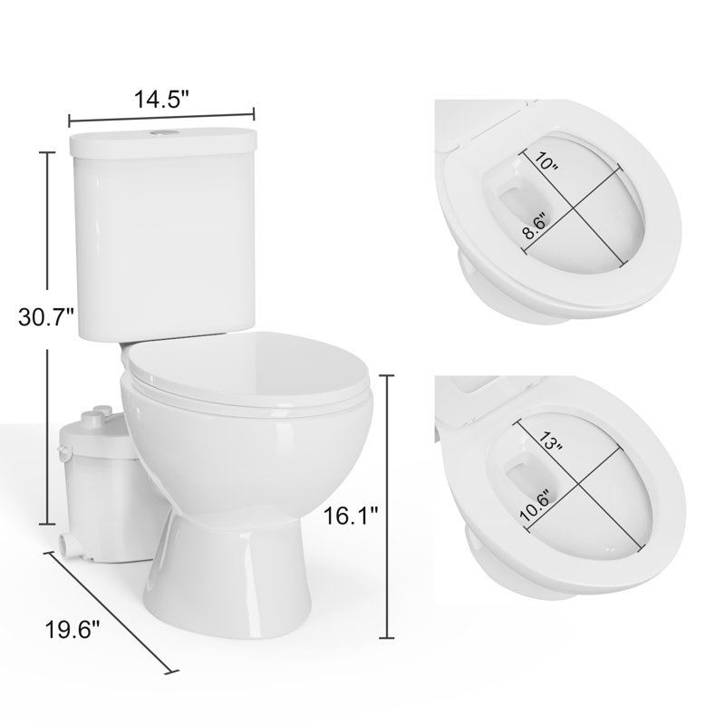 SUPERFLO Upflush Toilet for Basement-Macerating Toilet with 600W ...