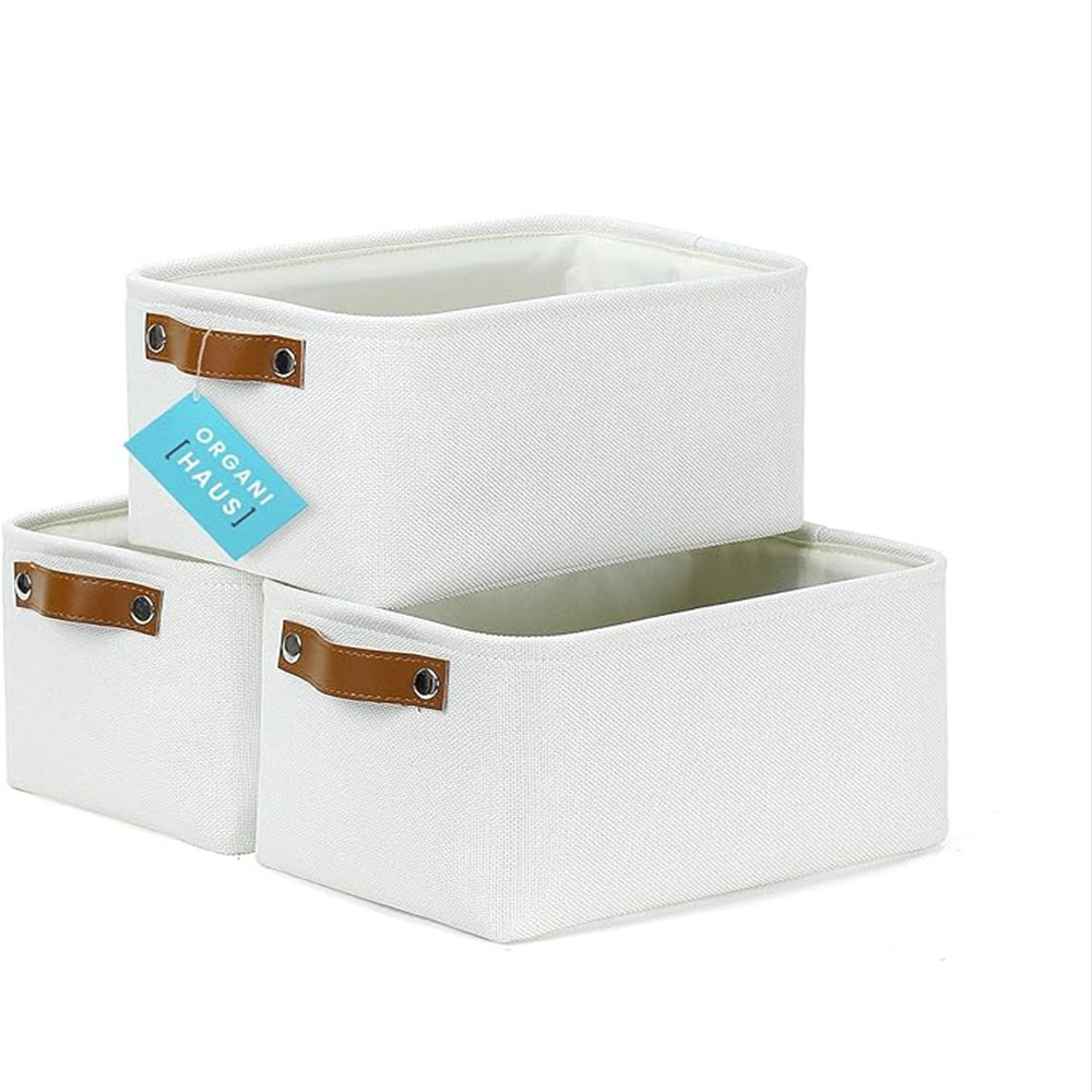 Latitude Run® Small Fabric Storage Baskets For Shelves 3 Pack, 12X8in ...