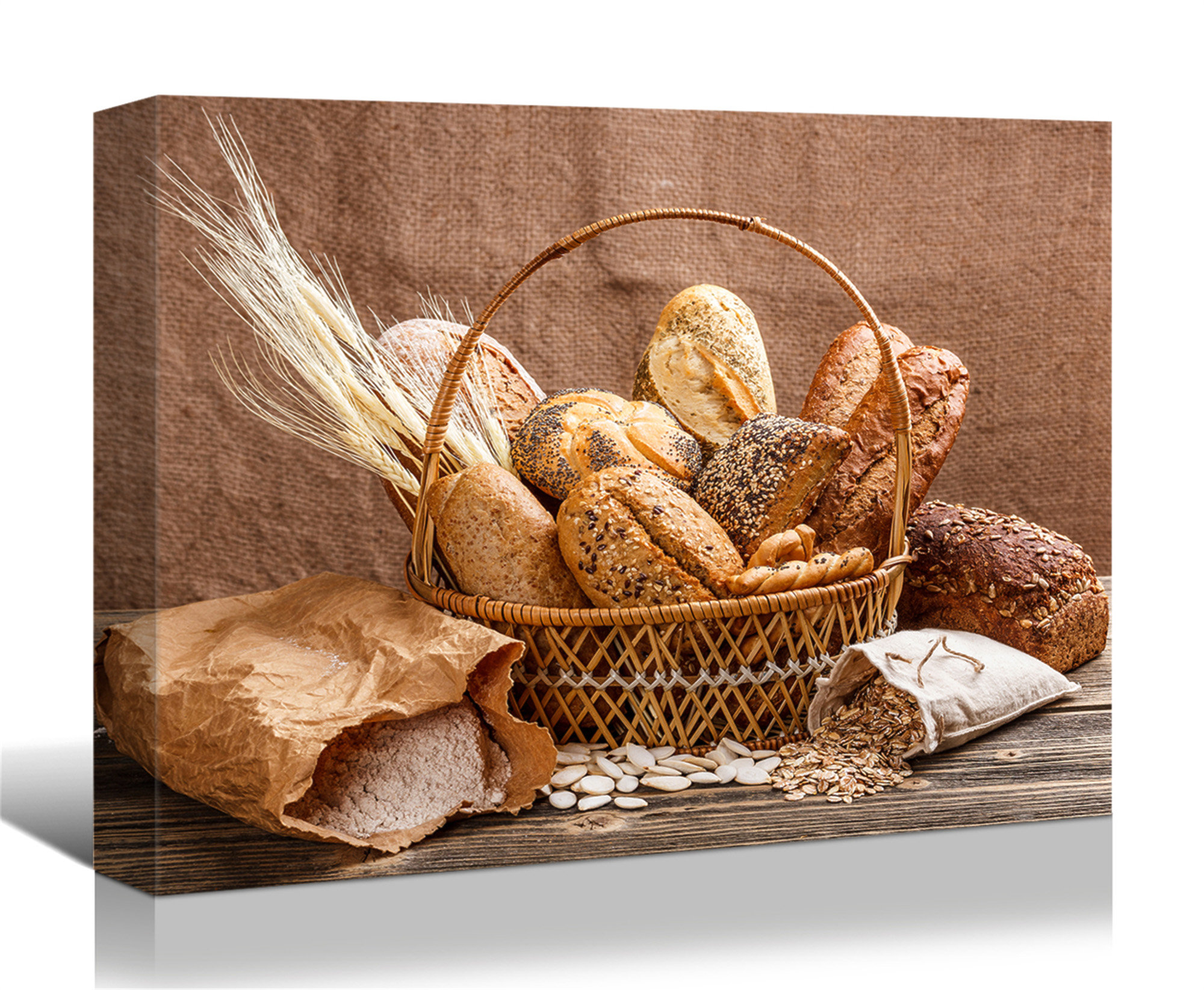 Latitude Run® Framed Canvas Wall Art Decor Bread Painting, Still Life ...