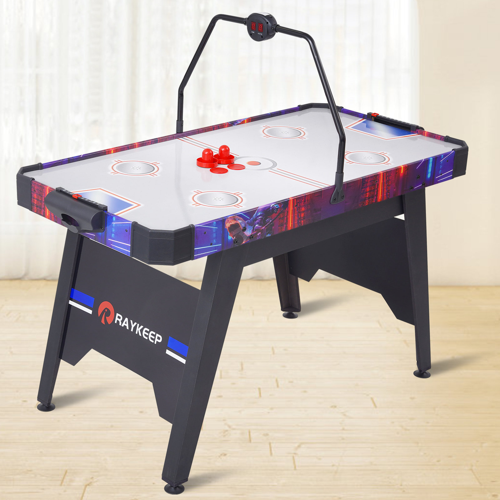 RayChee 54'' 2 -Player Manufactured Wood Air Hockey Table with Digital ...