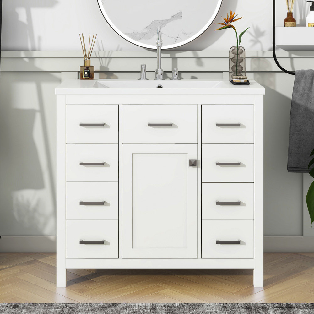 Ebern Designs Modern Bathroom Vanity Cabinet With Multifunctional ...