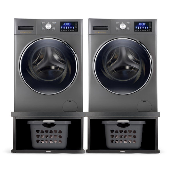 Ivation Caisson à linge ivoire en bois (gris anthracite) pour laveuse ...