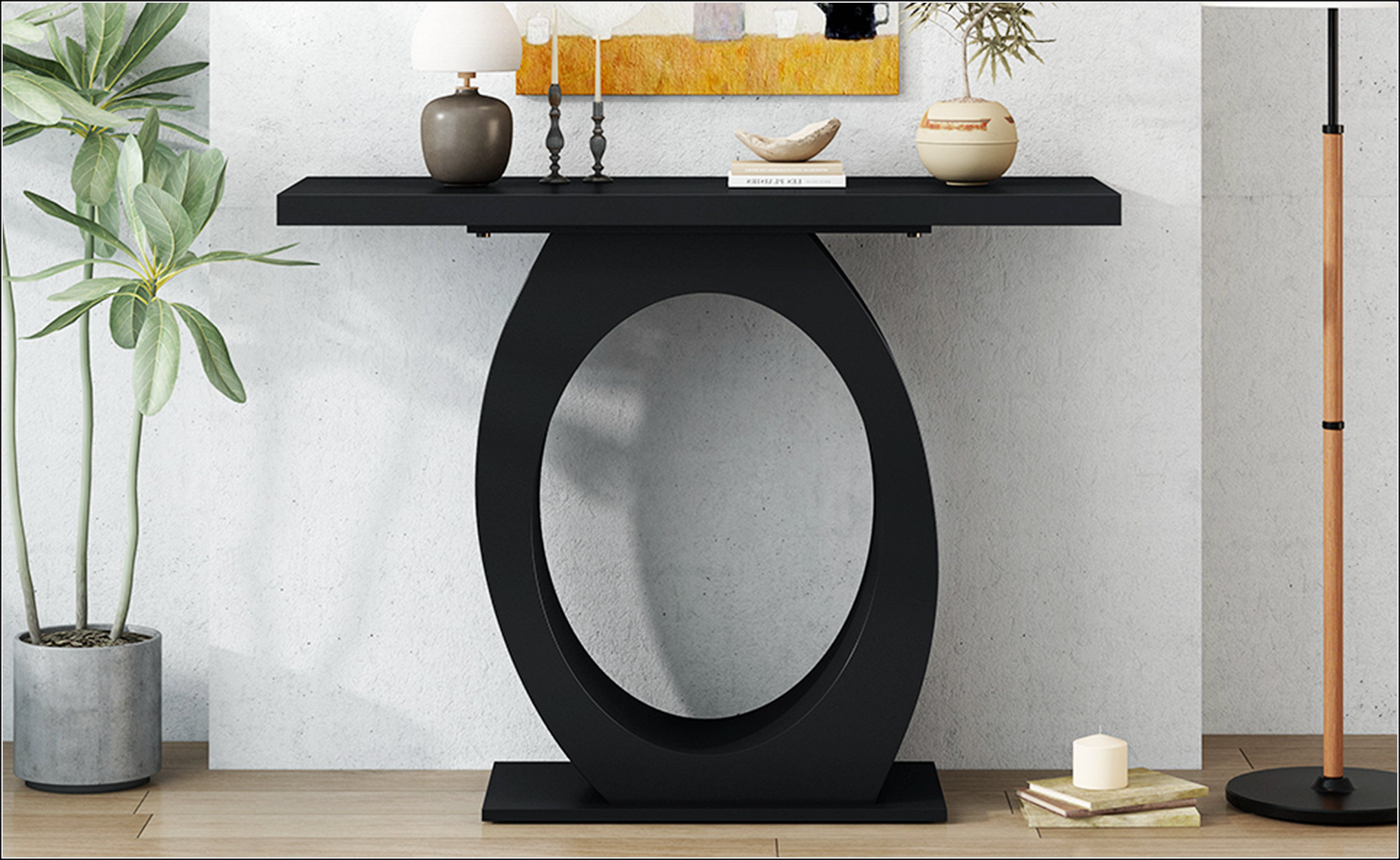 Ivy Bronx Mirod Stylish Modern Console Table with Egg-Shaped Base,Enhanced Stability and ...