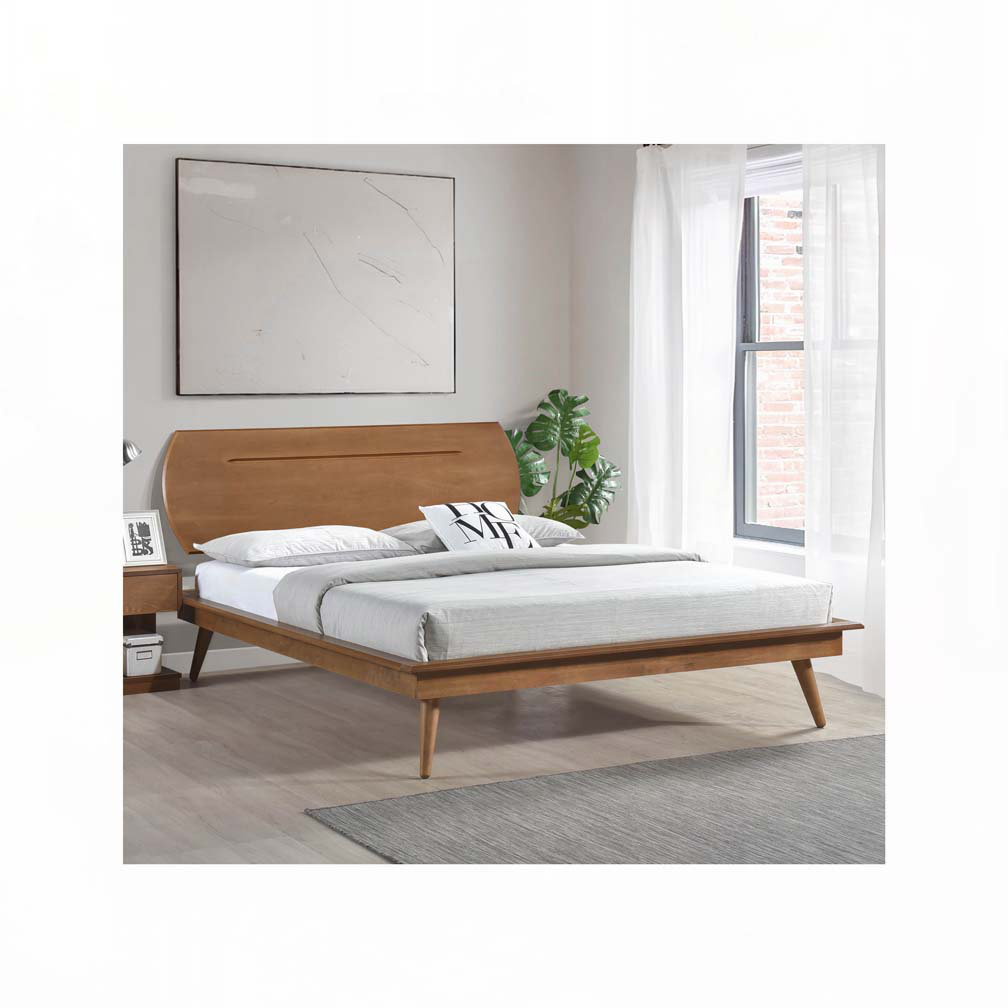 George Oliver Country Casual Style Platform Bed with Oval Headboard ...