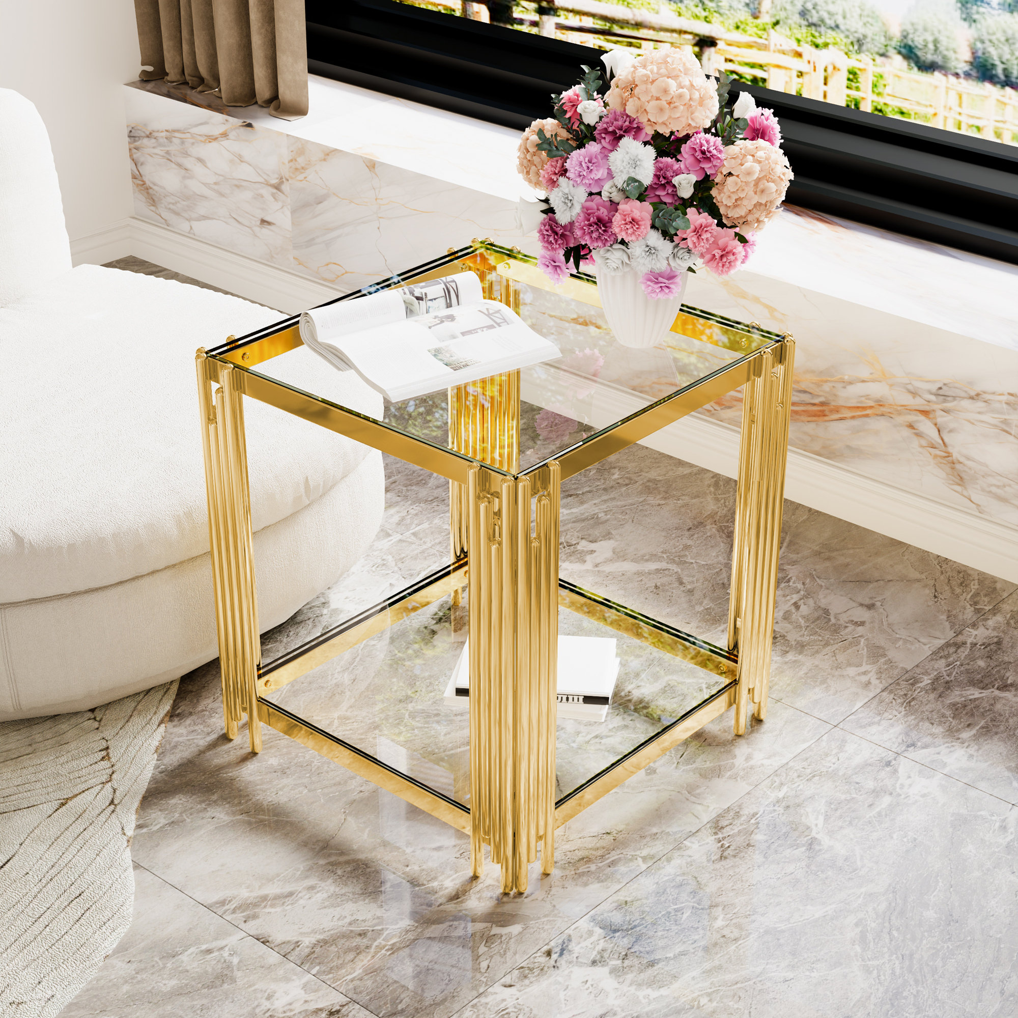 Mercer41 Modern Transparent Glass End Table - Wayfair Canada