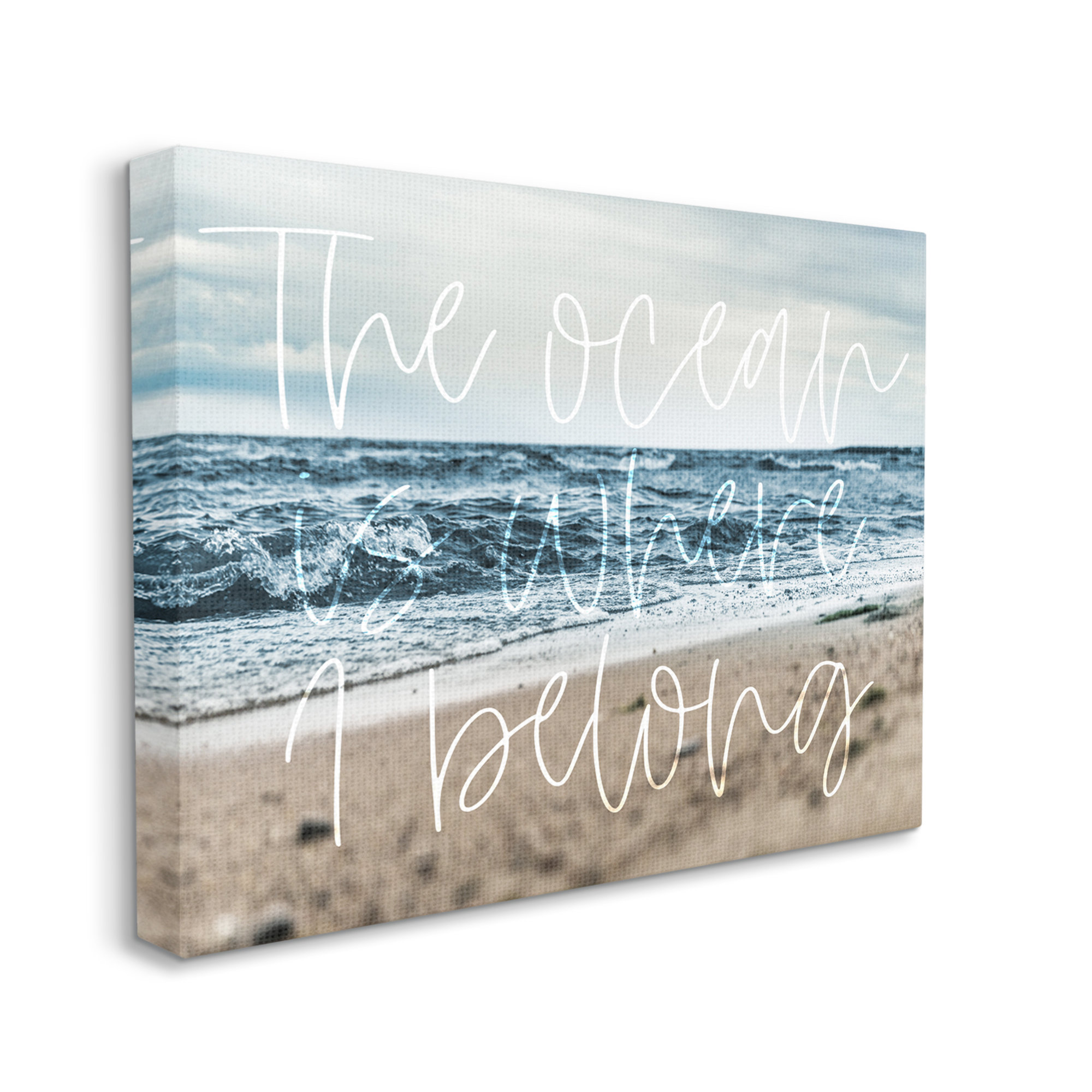 Stupell Industries Ocean Is Where I Belong Beach Waves Canvas Wall Art ...