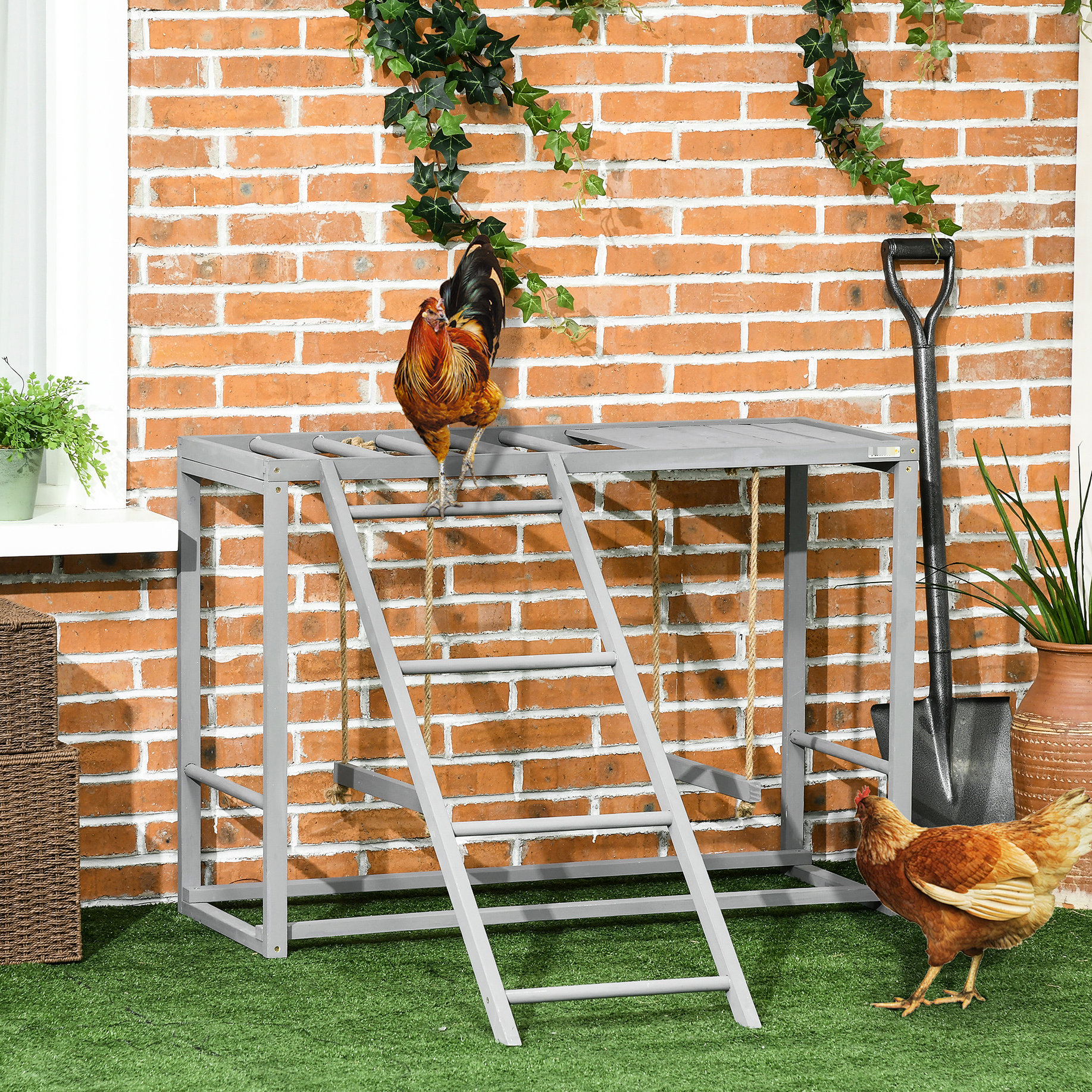 One Allium Way® Wooden Chicken Coop With Swing , Gray For 3 - 4 ...