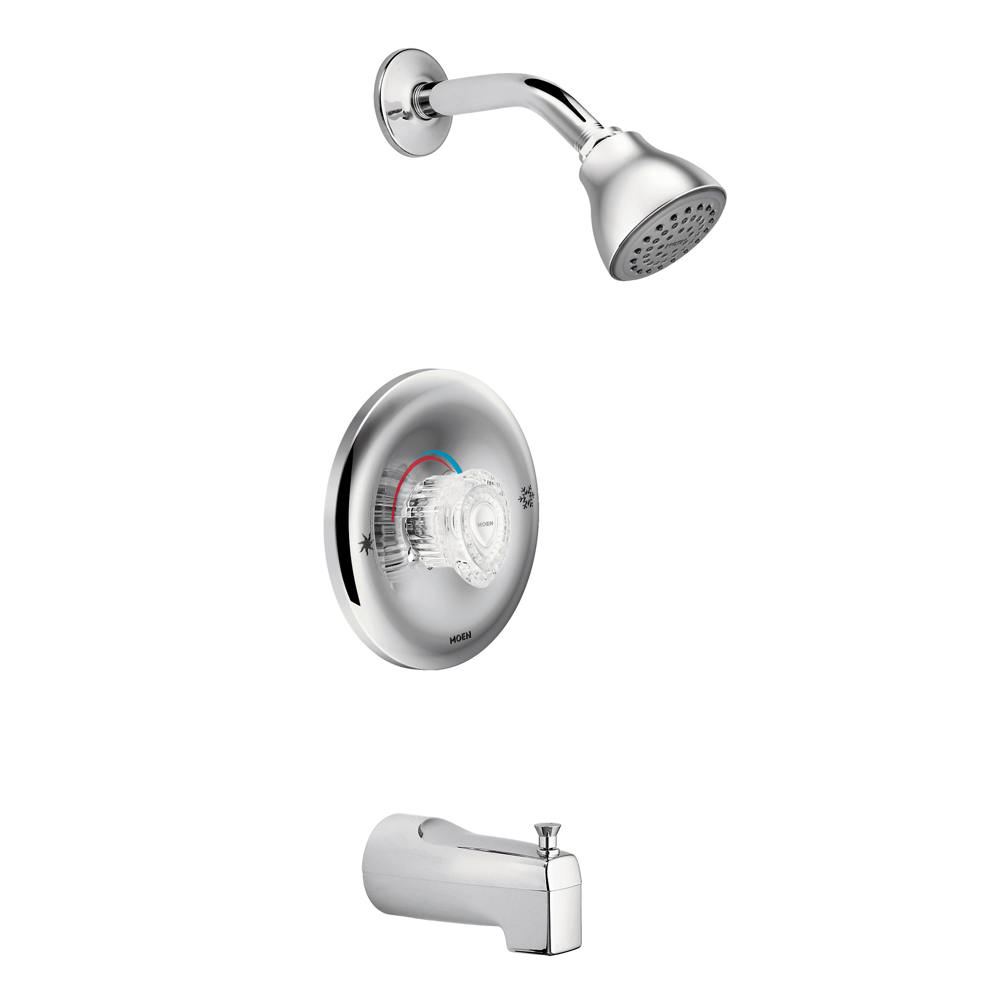 Moen Chateau Posi-Temp Single Handle Tub and Shower Valve in Chrome with Stops in Chrome | Wayfair