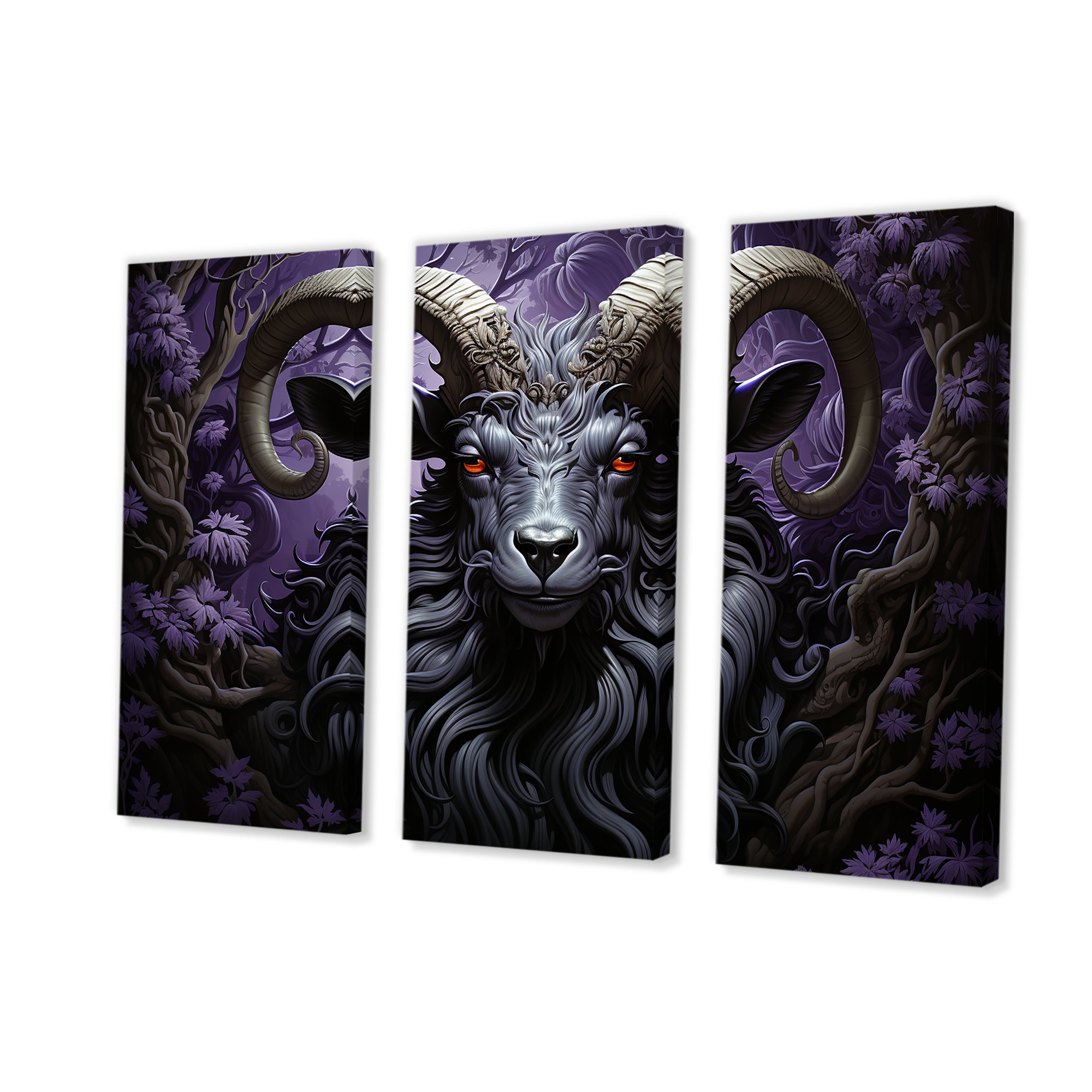 Loon Peak® Abstract Purple Goat King - Goat Animal Wall Art | Wayfair