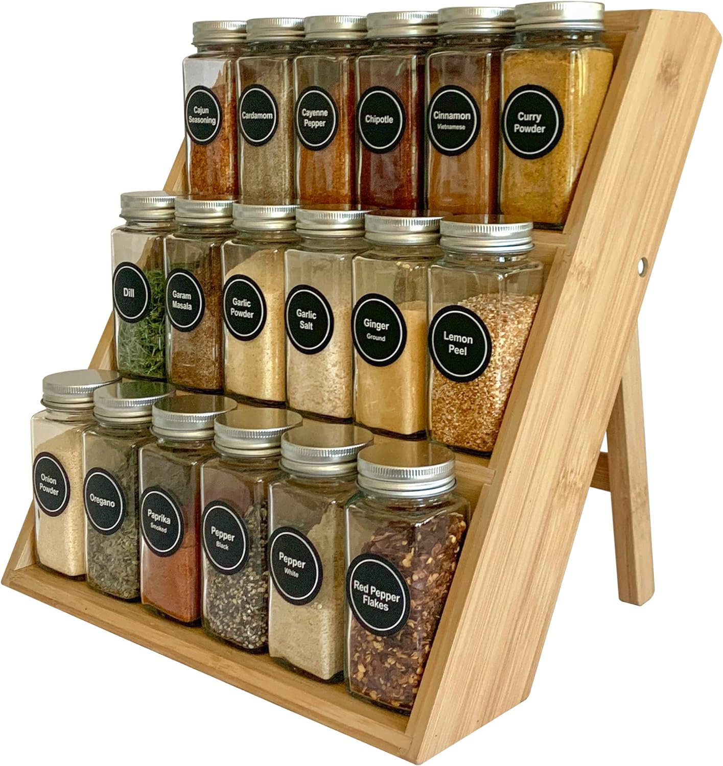 Latitude Run® Bamboo Spice Rack And Organizer, 3-Tier Seasoning Spice ...
