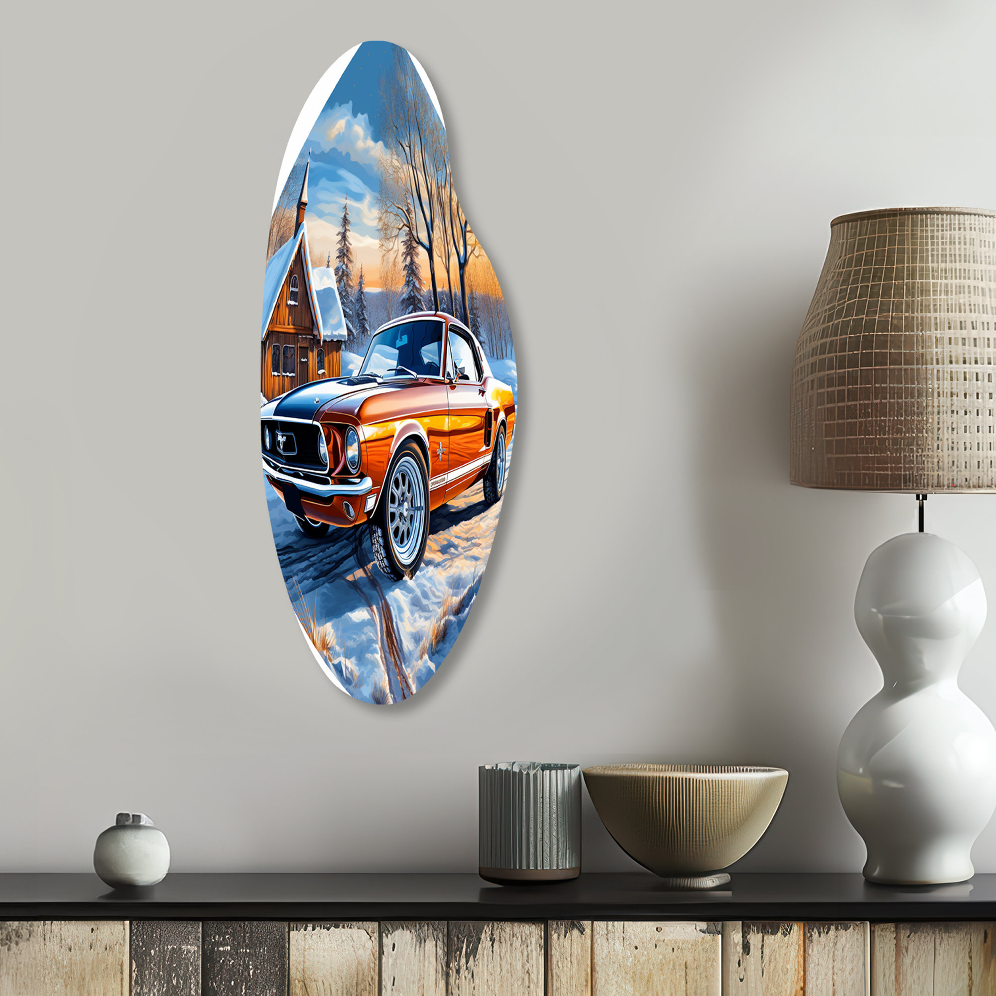 Latitude Run® Car Muscle Car Curved Shape Asymmetric Metal Wall Art ...