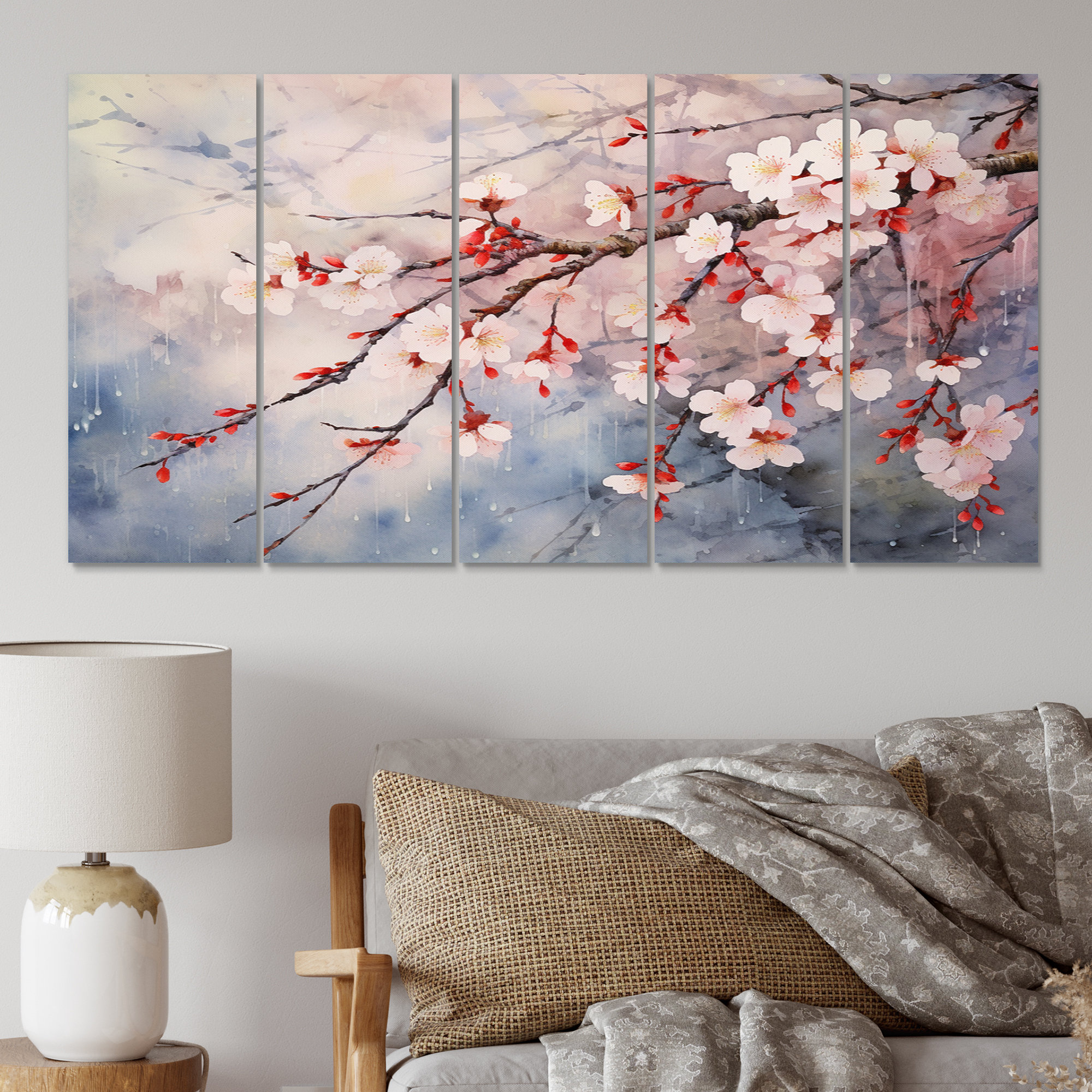 Red Barrel Studio® Flower Whispers Cherry Blossoms - Floral Metal Wall Art Set | Wayfair