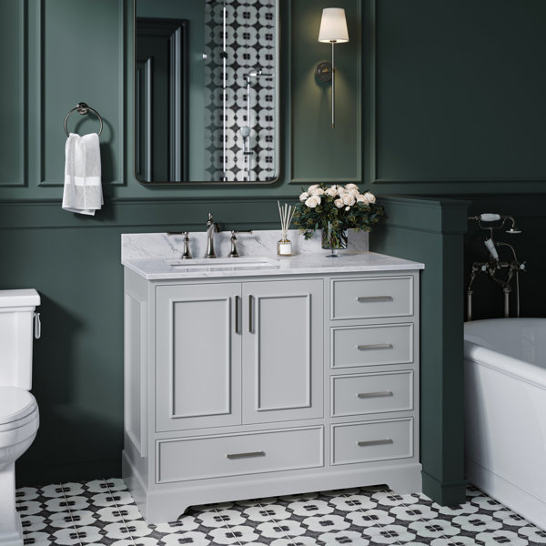 Winston Porter Abita 43'' Single Bathroom Vanity with Carrara Marble ...
