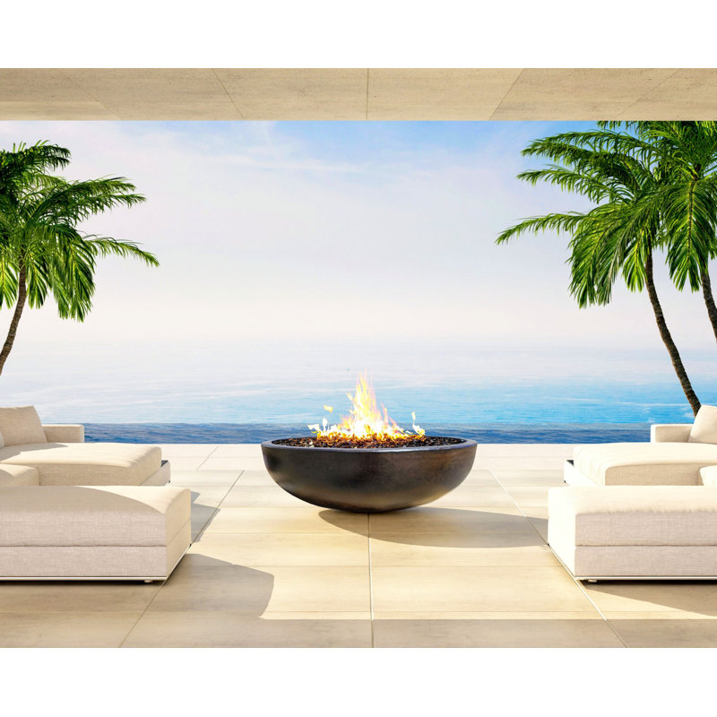 Brayden Studio® Azemina 48" Solid Concrete Gas Fire Pit & Reviews | Wayfair