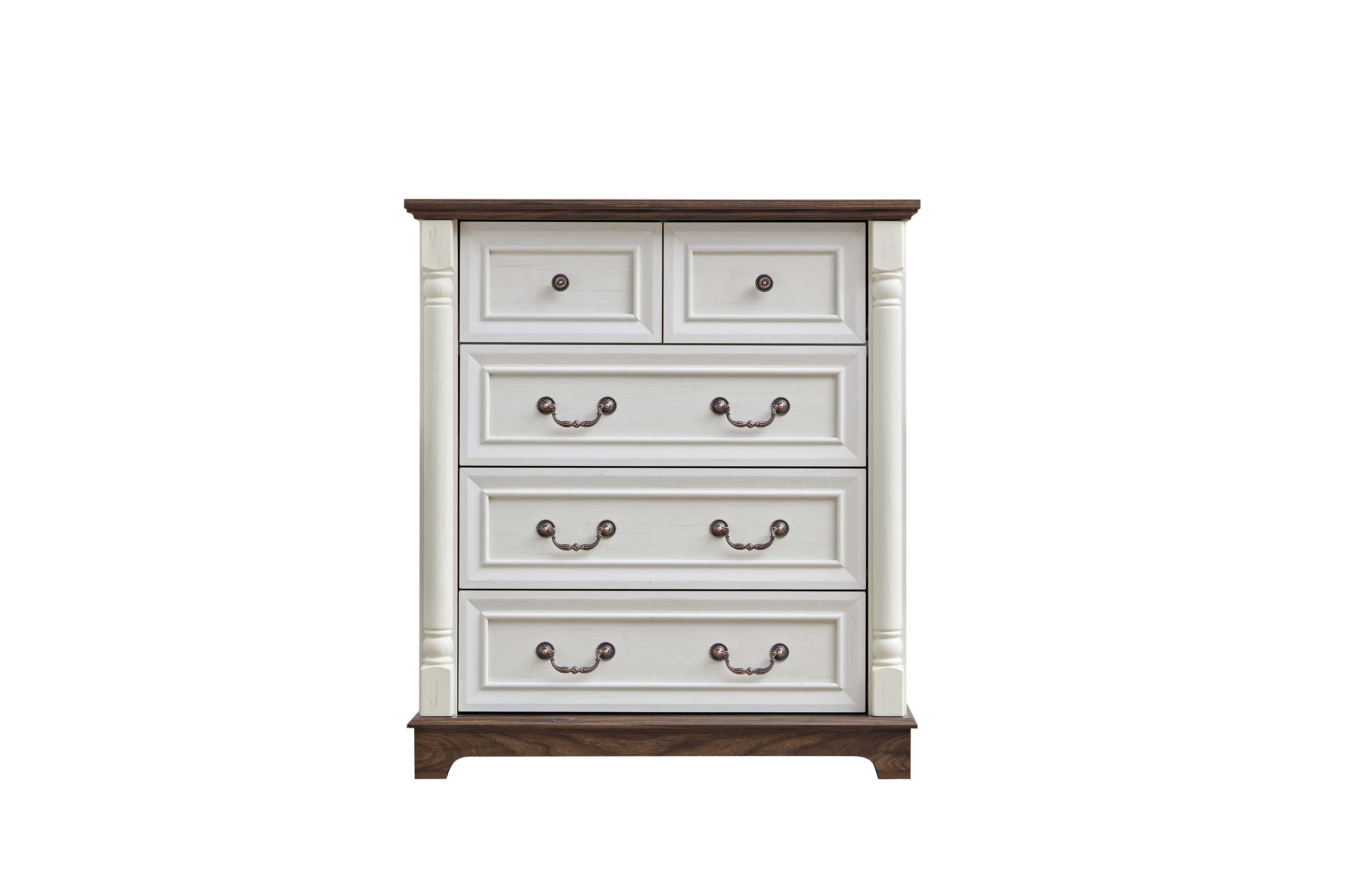 August Grove® Farmhouse Style 5 Drawer Dresser Chest with Base Wooden ...