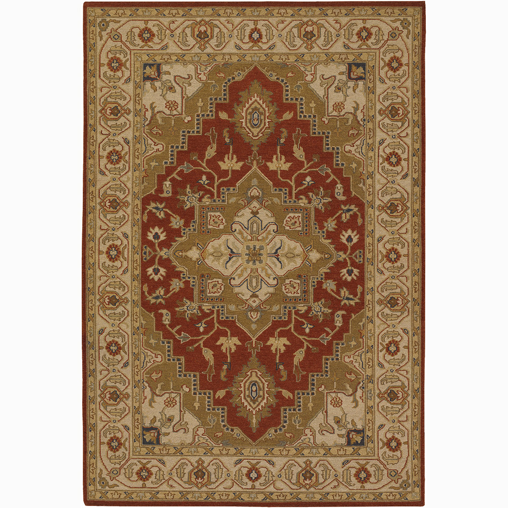 Chandra Rugs Pooja Mahal Hand-Knotted Wool Brown/Red/Irovy Area Rug ...