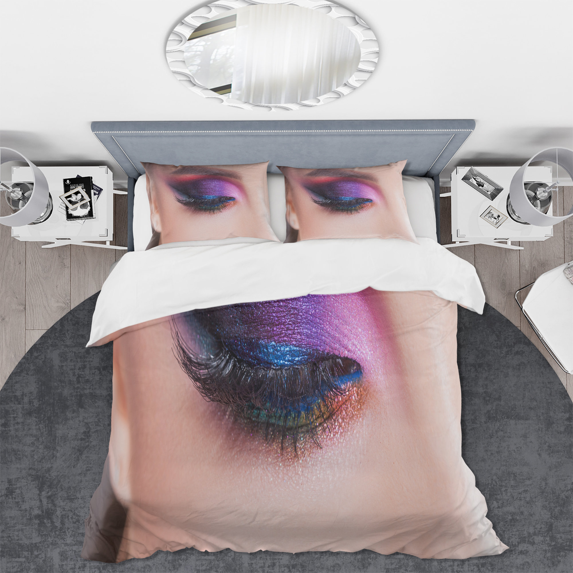 Design Art Bright Eye Makeup In Luxurious Blue Shades - Modern Duvet ...