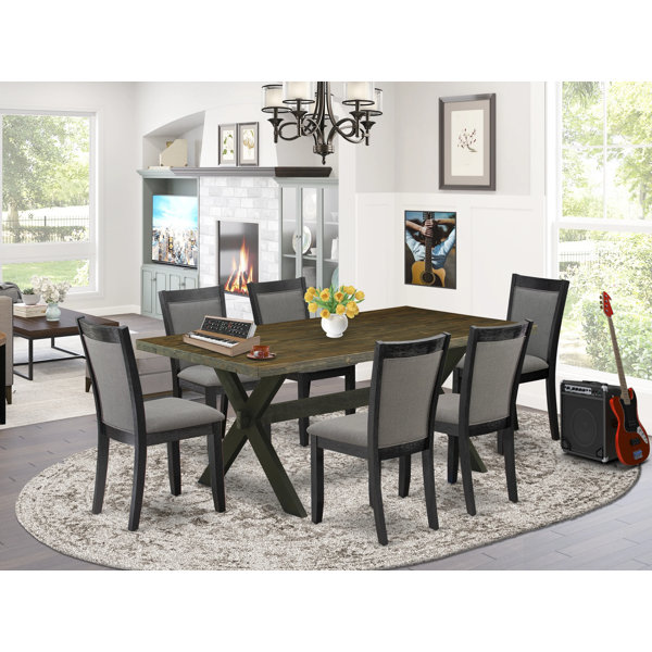 Gracie Oaks Kitchen Dinette Set - A Mid Century Table with Trestle Base ...