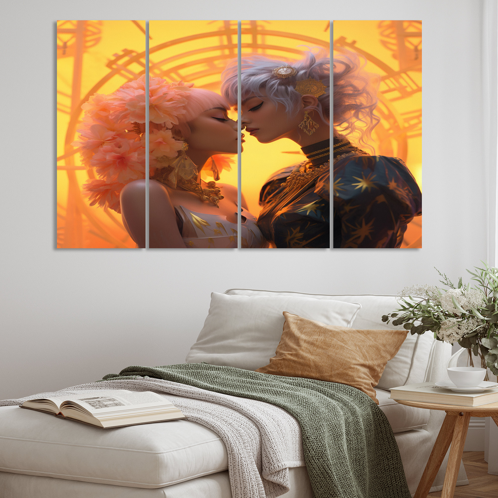 Mercer41 Funky Love Celebration I - Couple Canvas Print - 4 Panels ...
