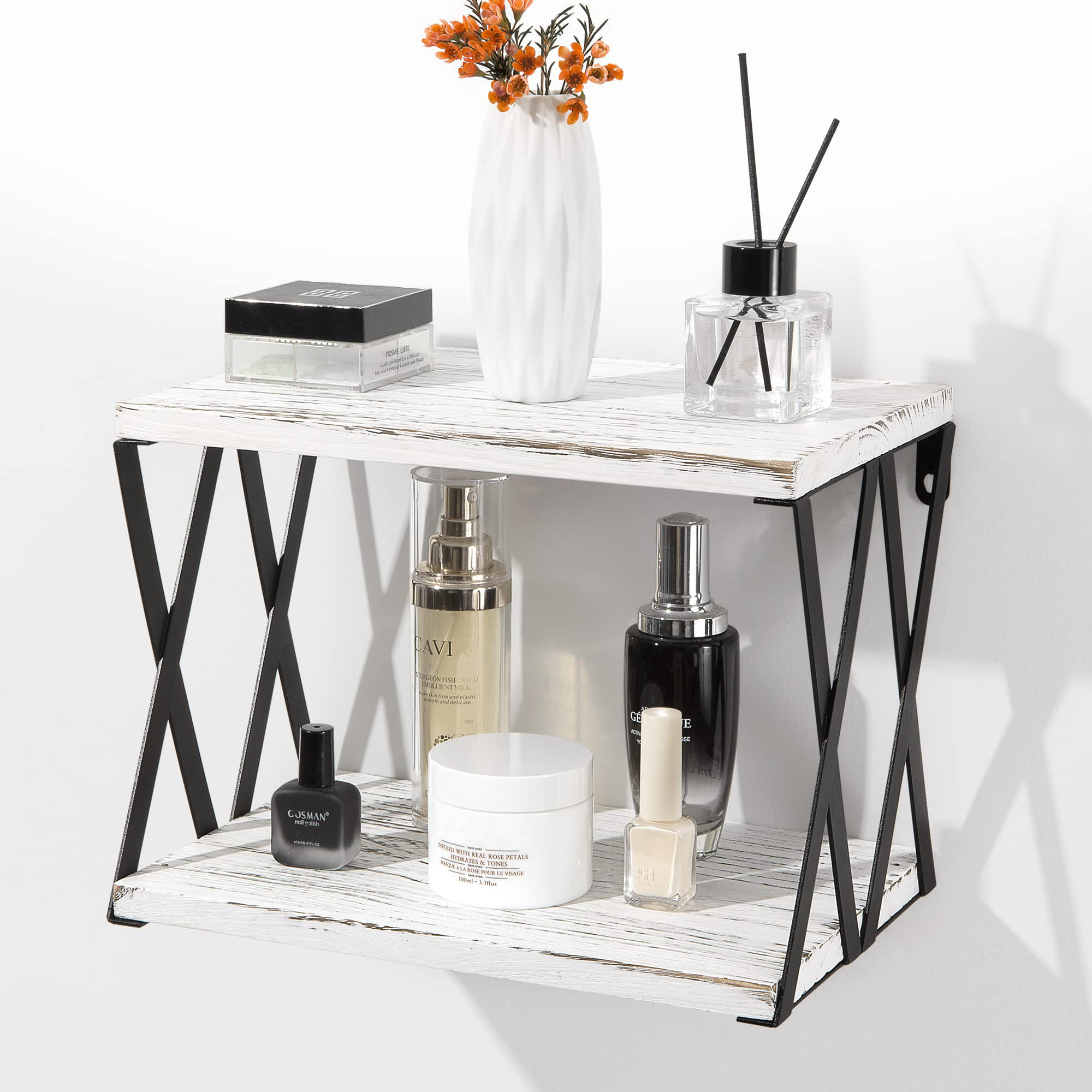 17 Stories Floating Nightstand Shelves Wall Mounted, 2 Tier Bedside ...