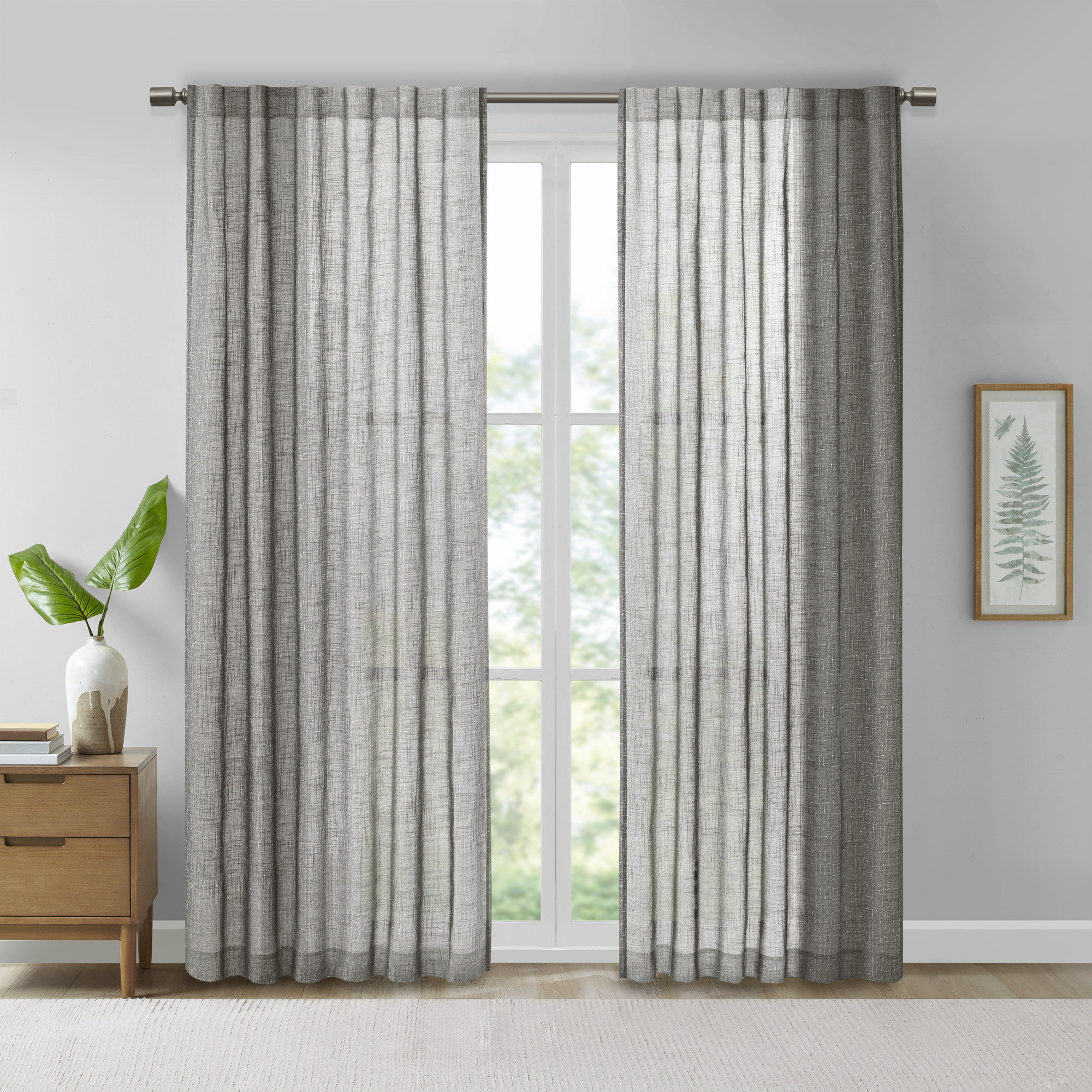 Madison Park Kane Texture Printed Woven Faux Linen Window Panel ...