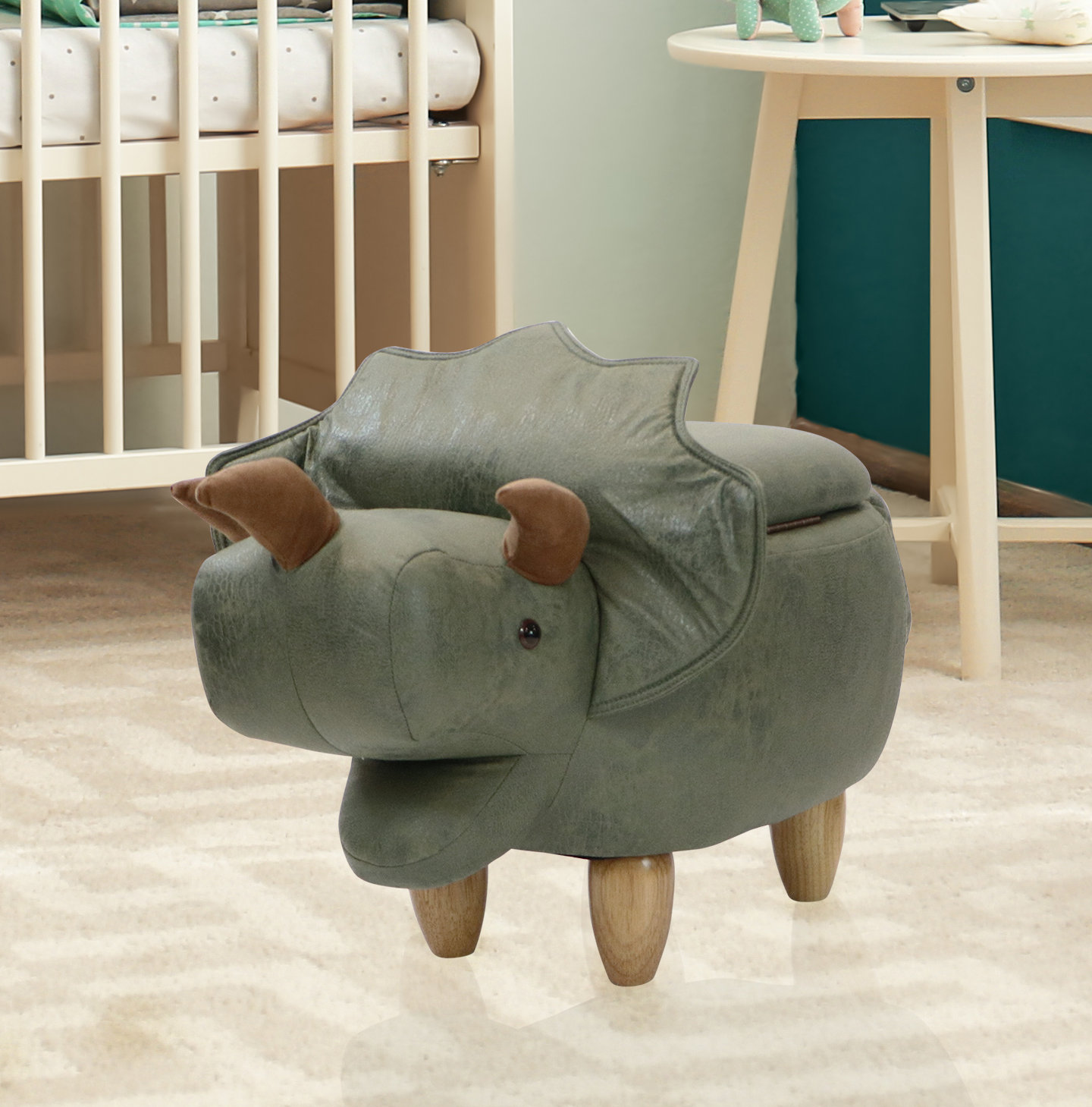 Critter Sitters 15-In. Seat Height Green Triceratops Dinosaur Animal ...