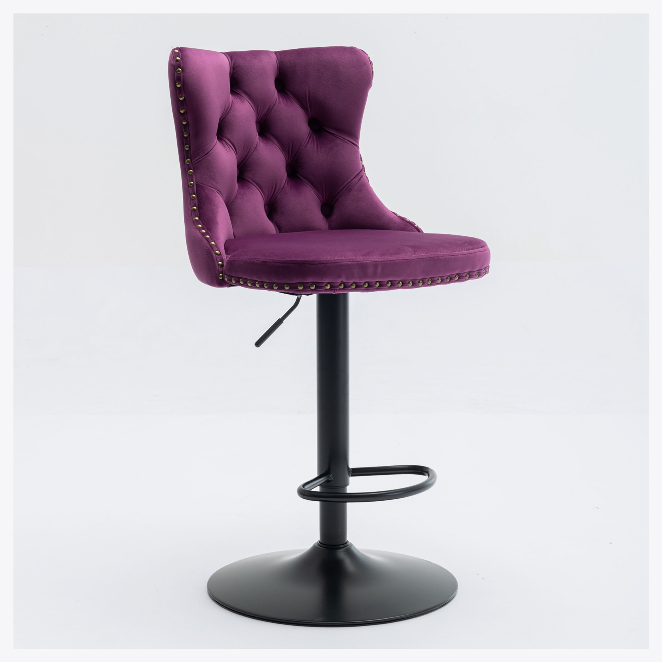 Mercer41 Purple Adjustable Height Swivel Metal Pedestal Bar Stools with ...