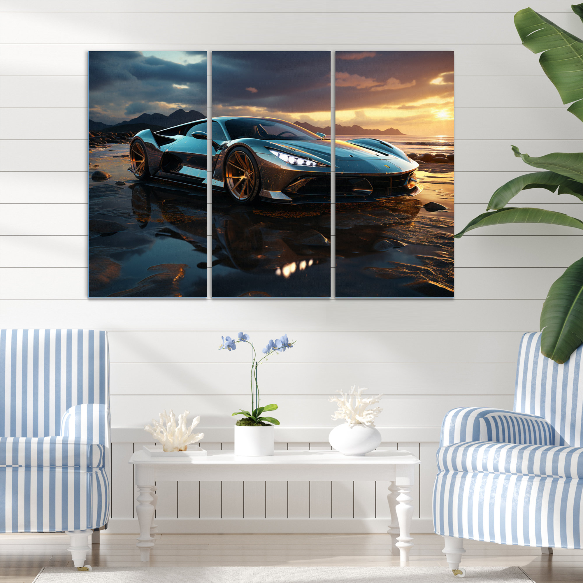 Latitude Run® Glass Car By The Beach II - Nautical & Beach Metal Art ...