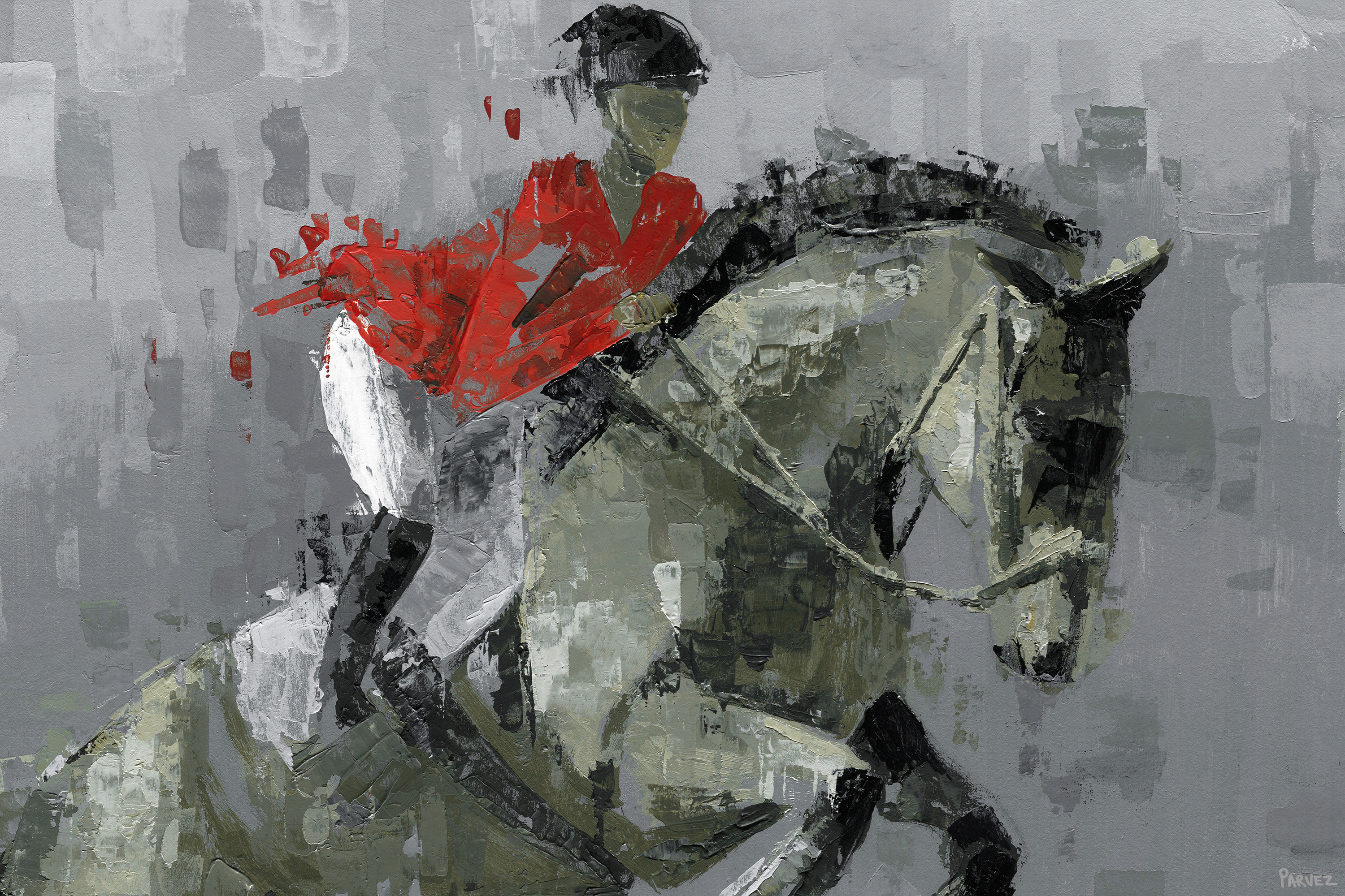 Charlton Home® 'Equestrian Trick Riding' by Parvez Taj - Wrapped Canvas ...