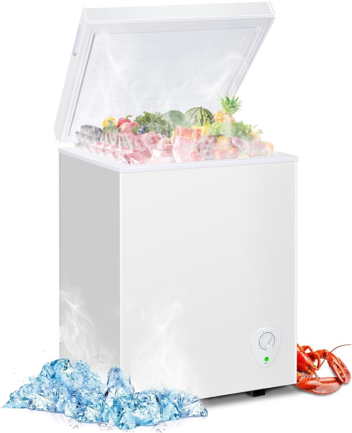 LIFEPLUS 3.5 Cubic Feet Chest Freezer with Adjustable Temperature ...