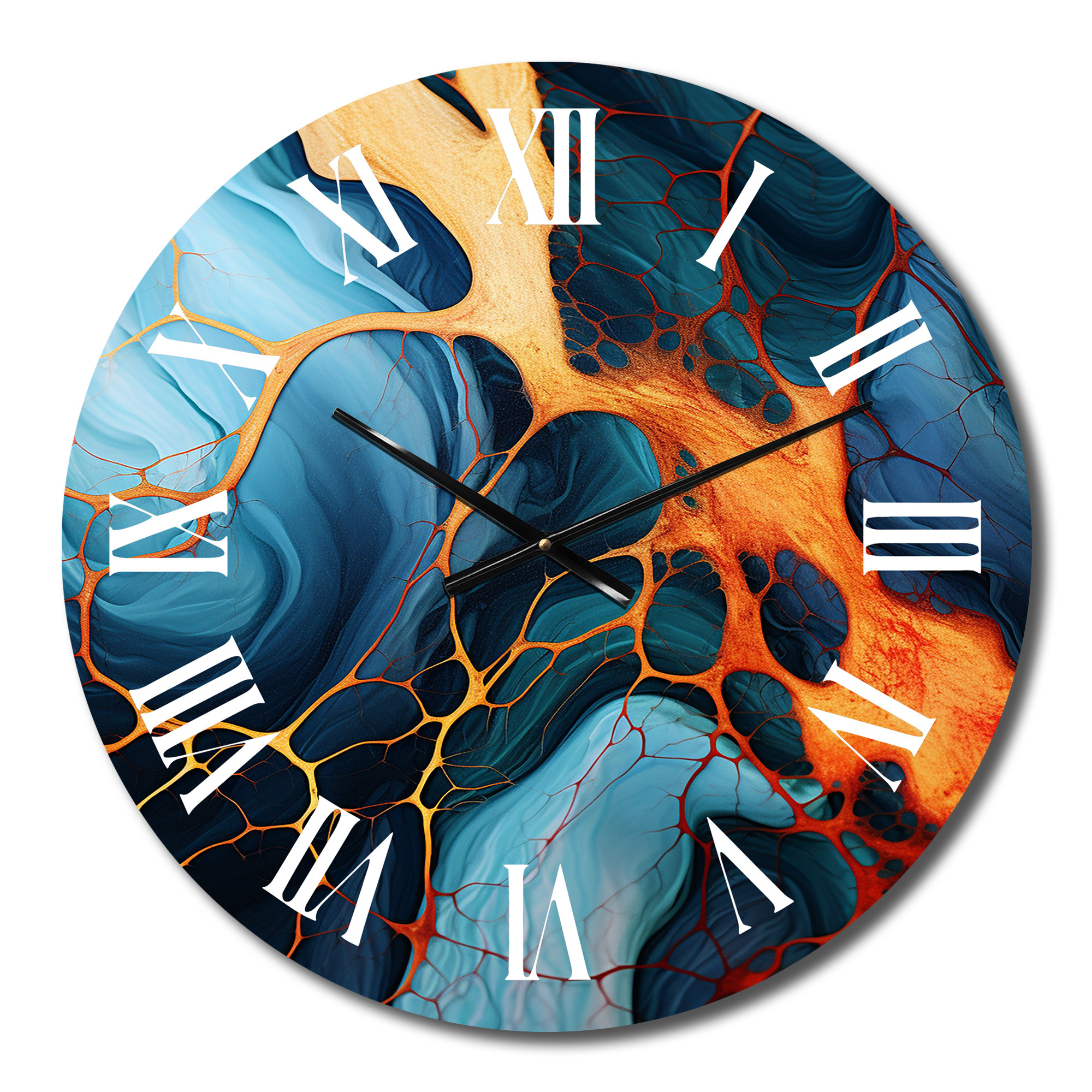 Design Art Lava Marble Art Liquid Orange And Blue I - Abstract Painting ...